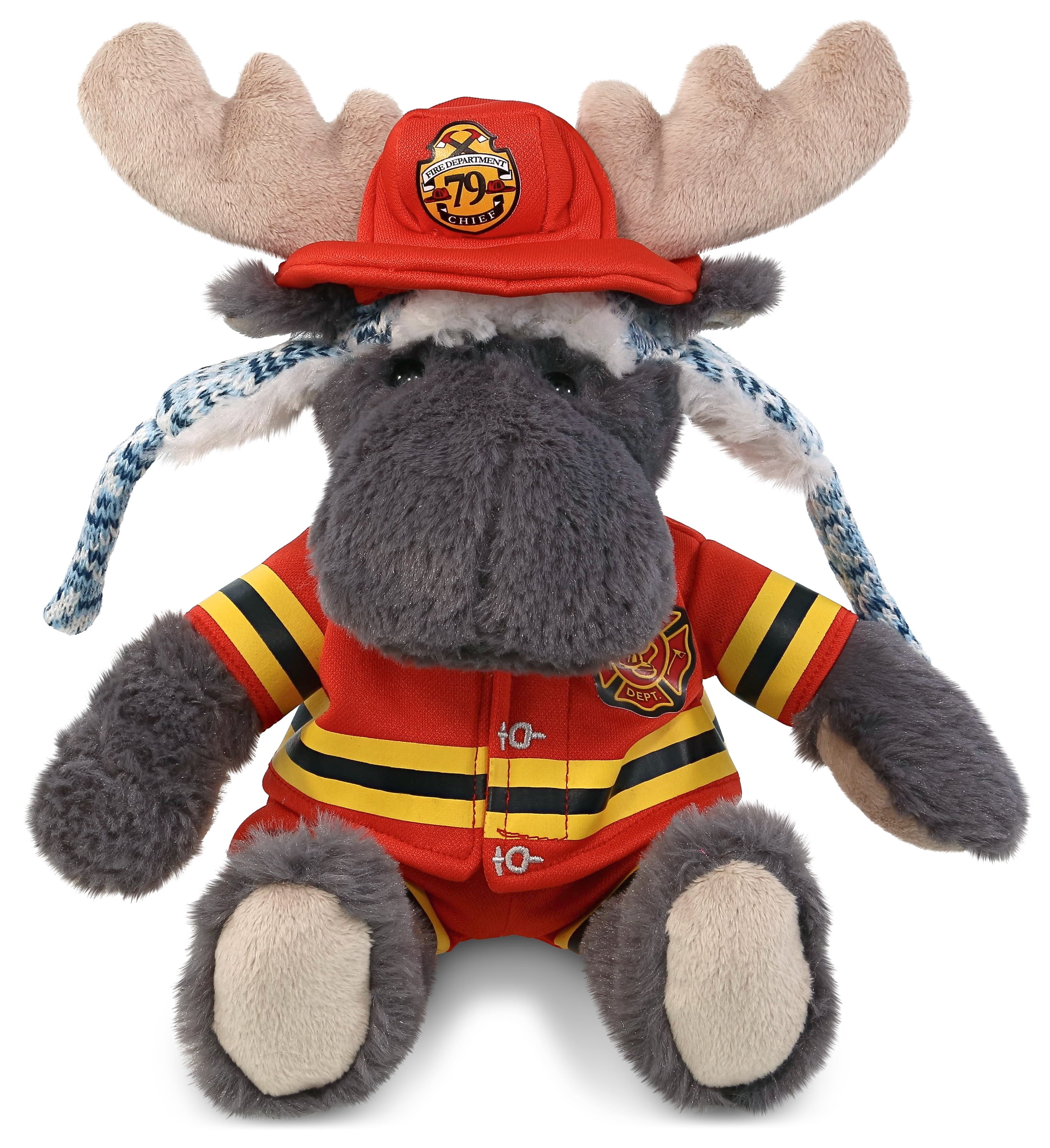 DolliBu Gray Moose Firefighter Stuffed Animal - Super Soft Fireman Toy ...