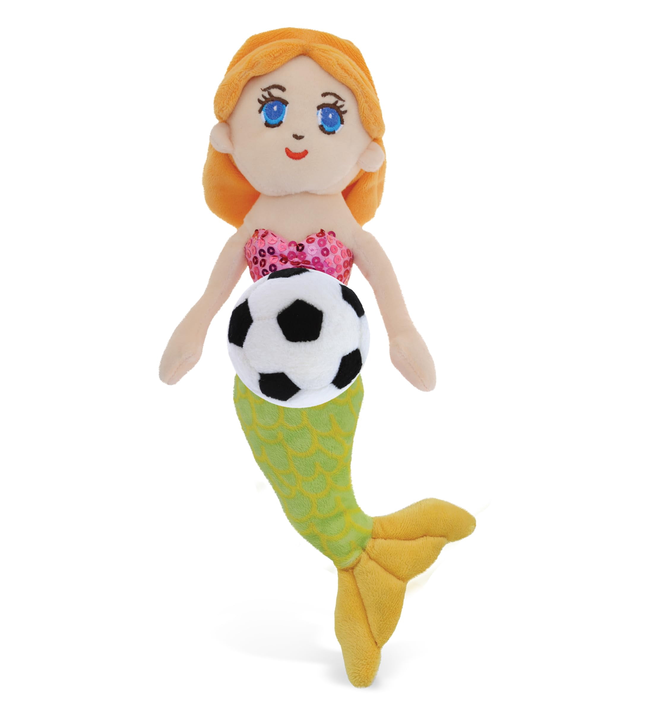 DolliBu Green Mermaid Stuffed Animal with Soccer Ball Plush - Soft ...