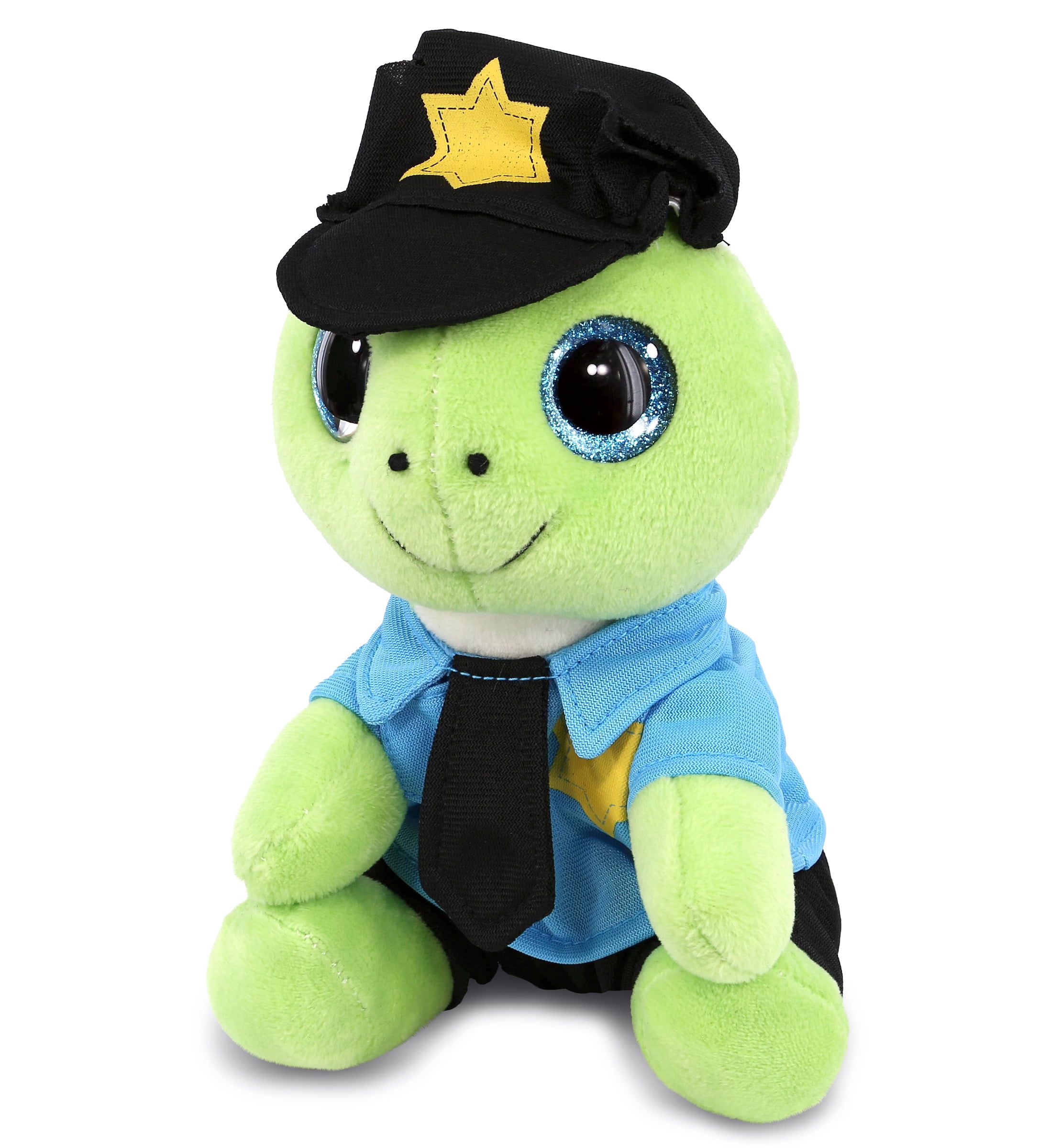 DolliBu Green Sea Turtle Sparkle Eyes Police Officer Plush Toy - Super ...