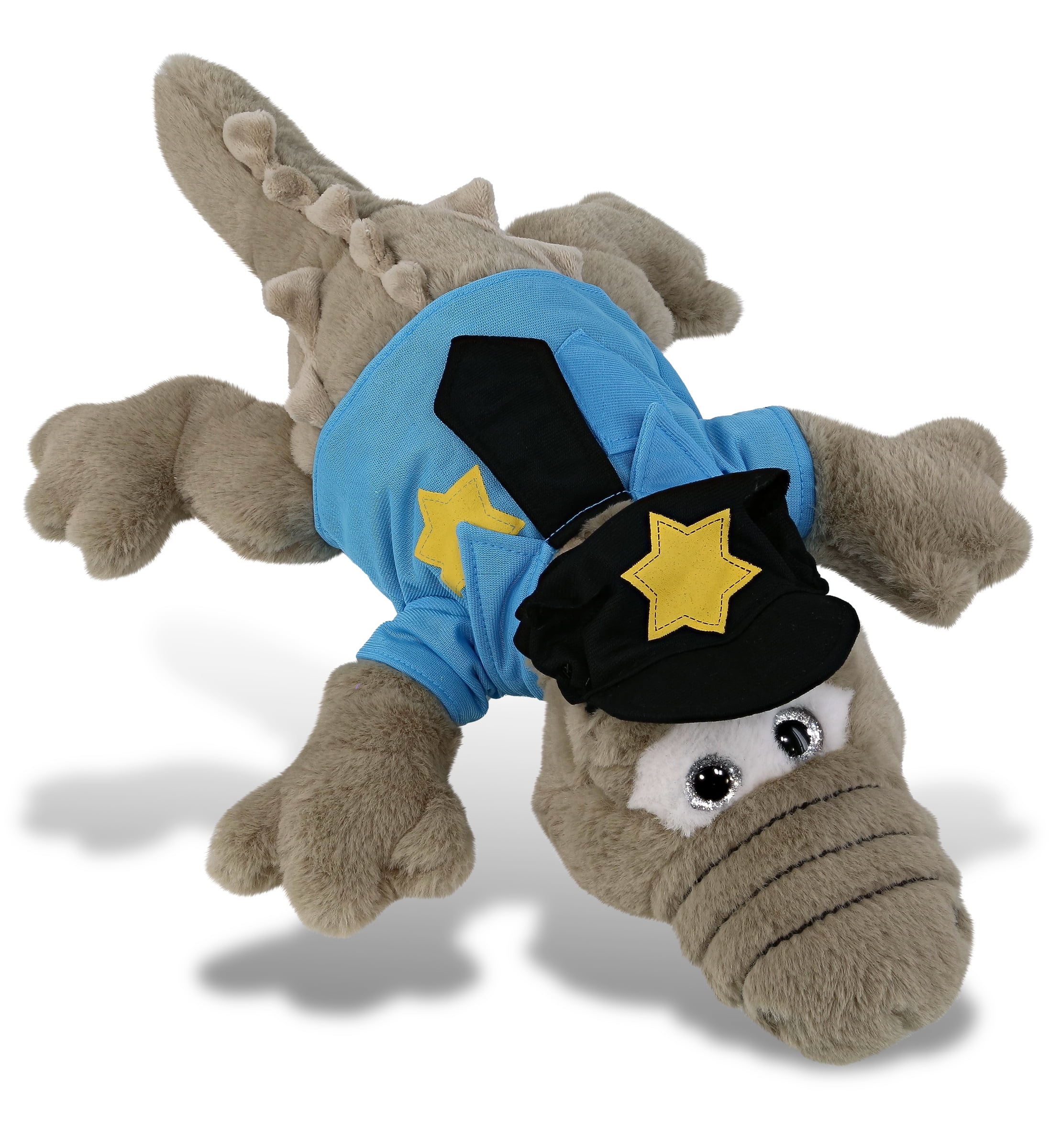 DolliBu Grey Alligator Police Officer Plush Toy – Super Soft Alligator ...