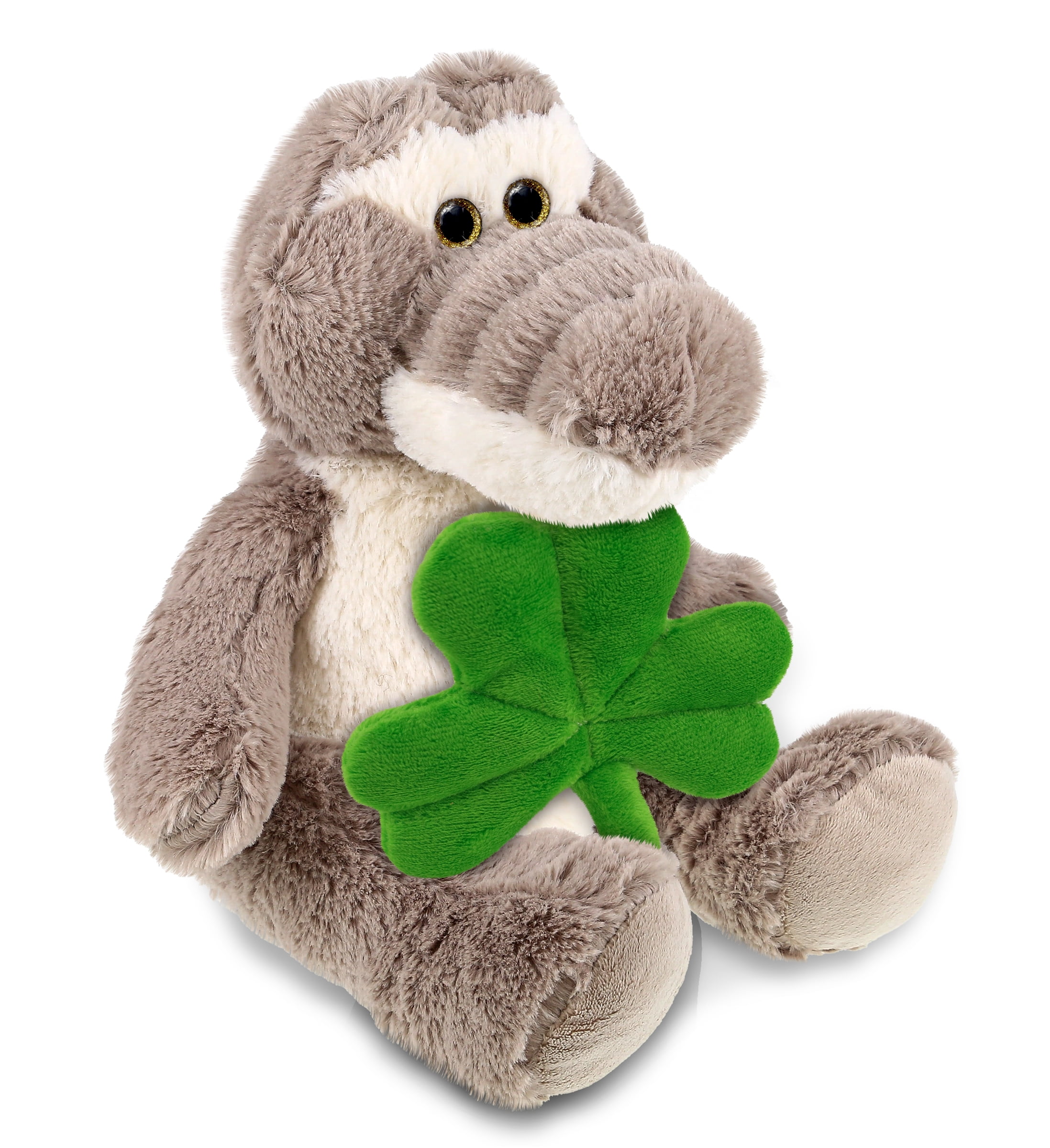 DolliBu Grey Alligator Stuffed Animal with Green Plush Shamrock, Cute ...