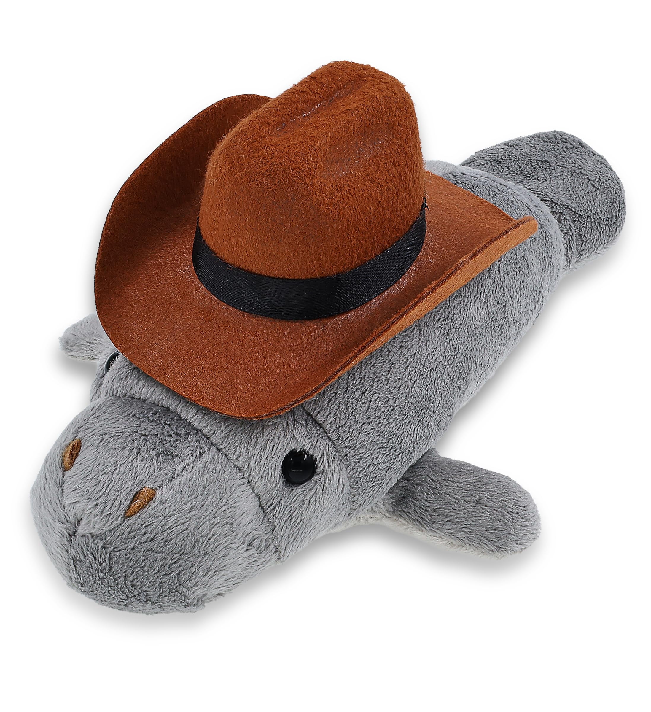 DolliBu Grey Manatee Stuffed Animal Cowboy Hat Plush - Western-Themed ...
