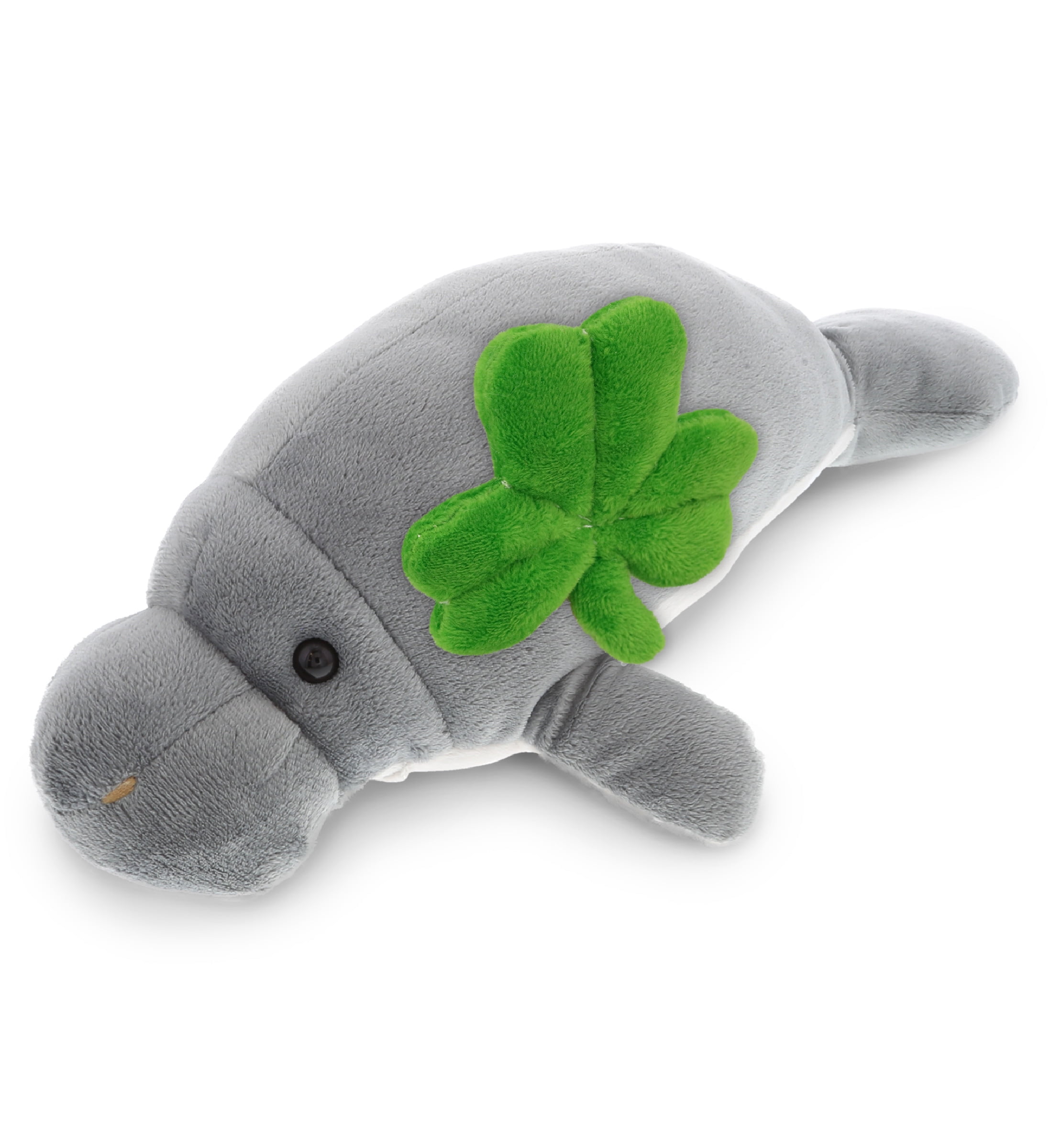 DolliBu Grey Manatee Stuffed Animal with Green Plush Shamrock Cute ...