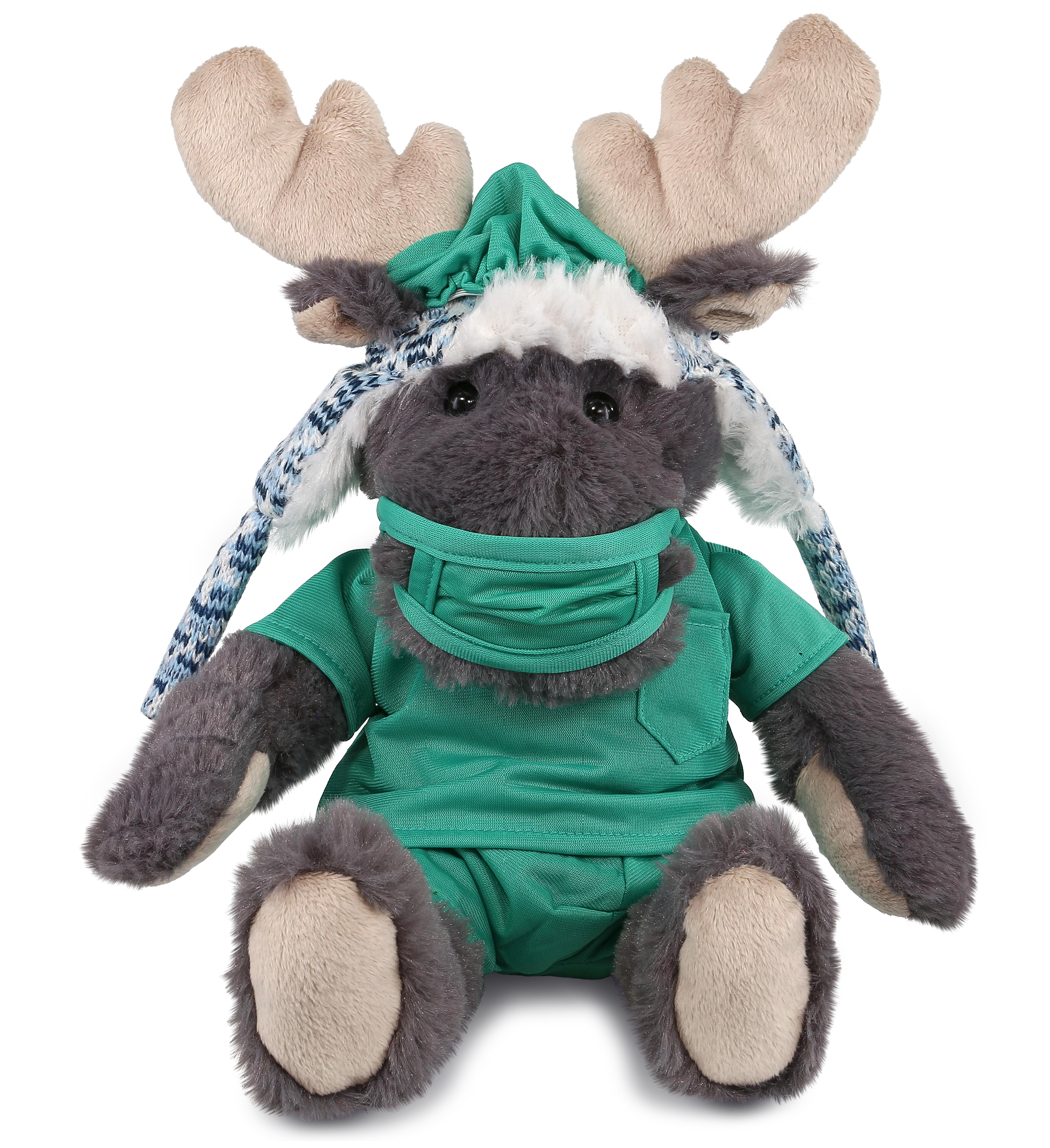 DolliBu Grey Moose Doctor Plush Toy - Super Soft Moose Doctor Stuffed ...