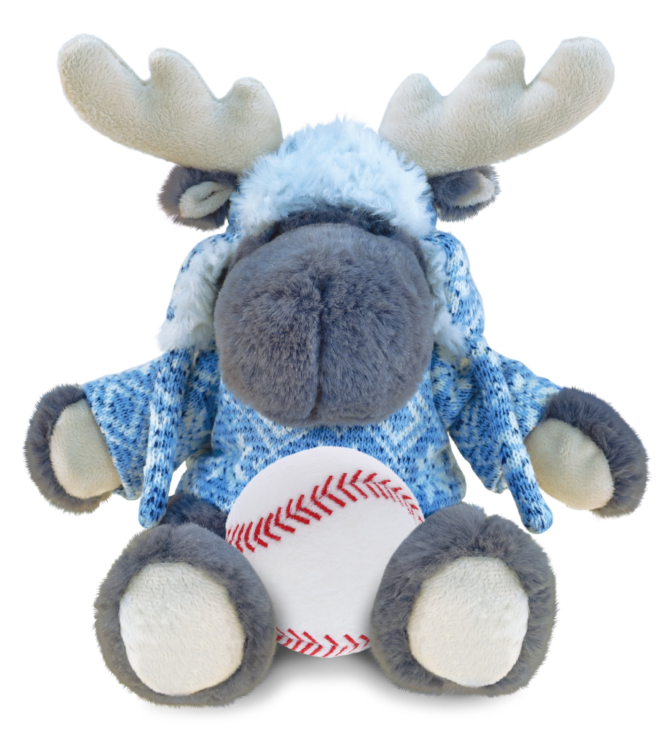DolliBu Grey Moose Stuffed Animal with Baseball Plush - Soft, Huggable ...