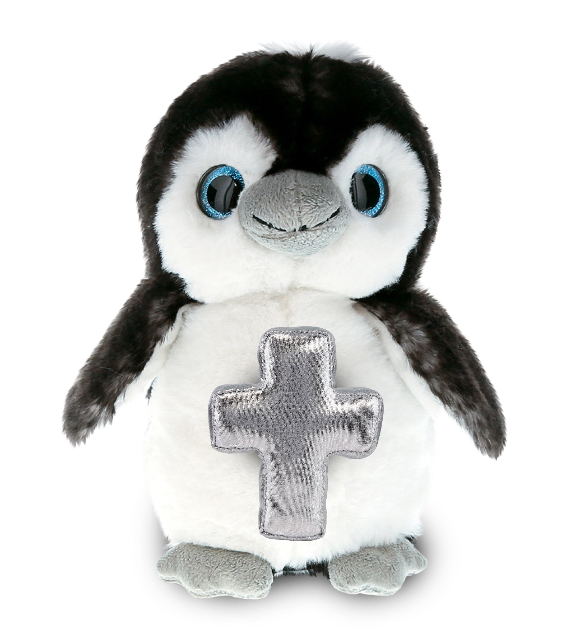 DolliBu Grey Penguin Stuffed Animal with Silver Cross Plush – Religious ...