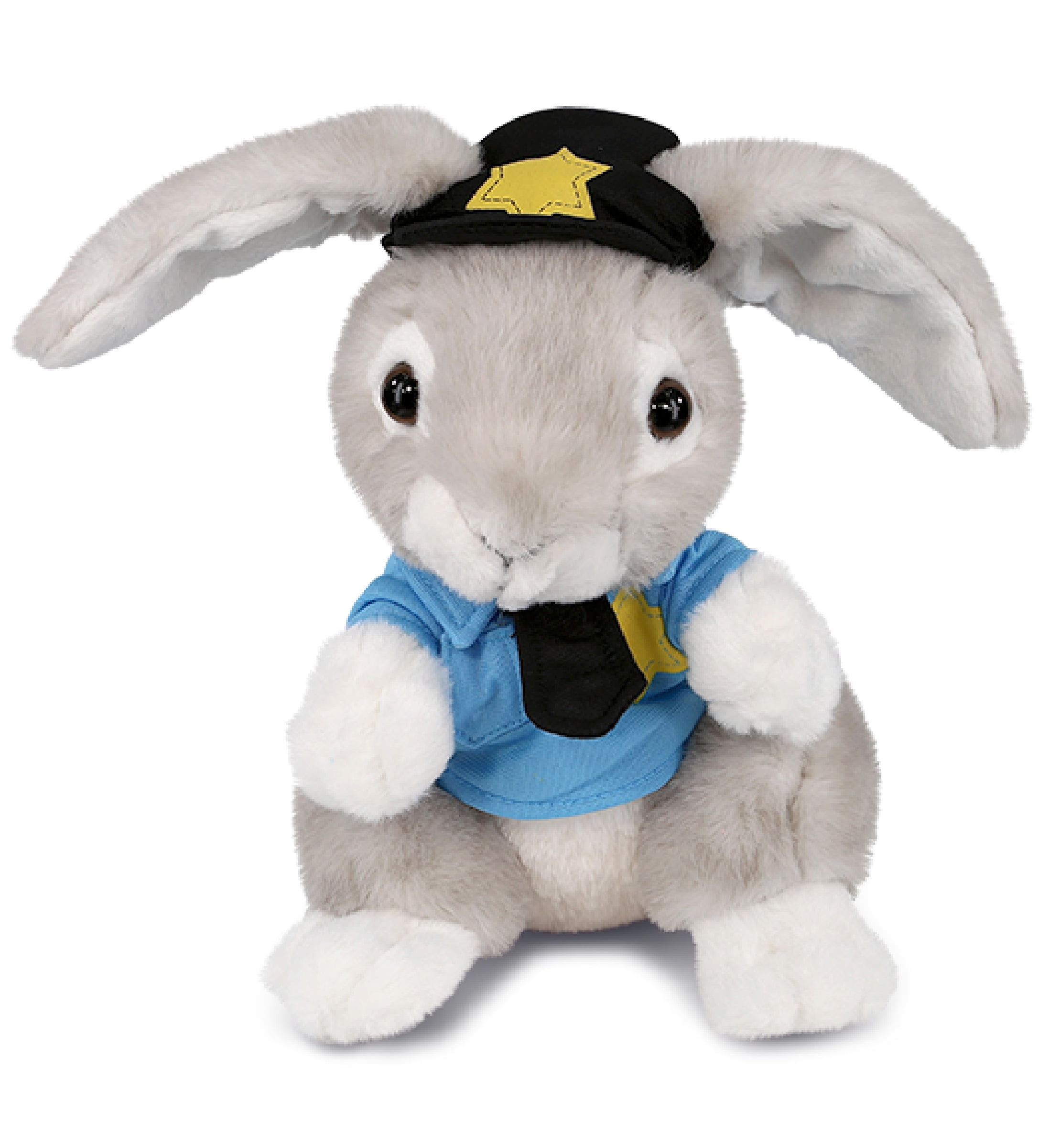 DolliBu Grey Rabbit Police Officer Plush Toy - Soft Rabbit Cop Stuffed ...