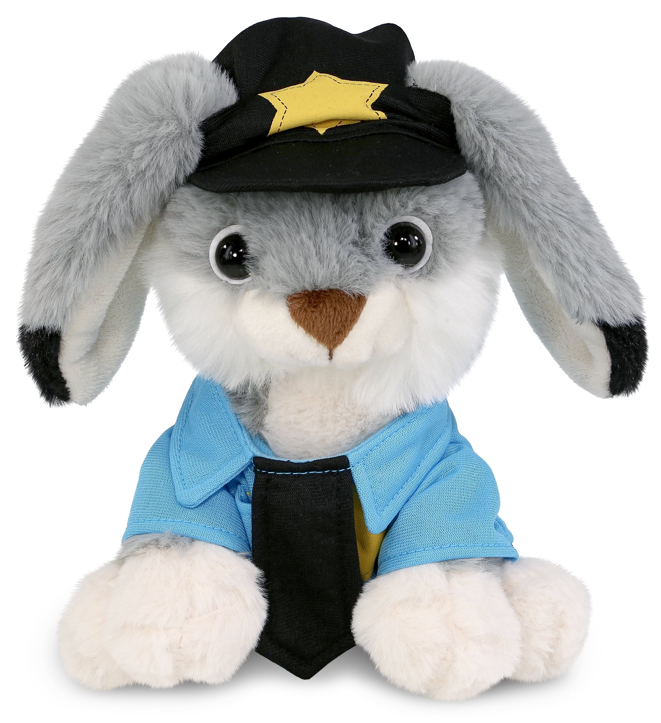 DolliBu Grey Rabbit Police Officer Plush Toy – Super Soft Rabbit Cop ...