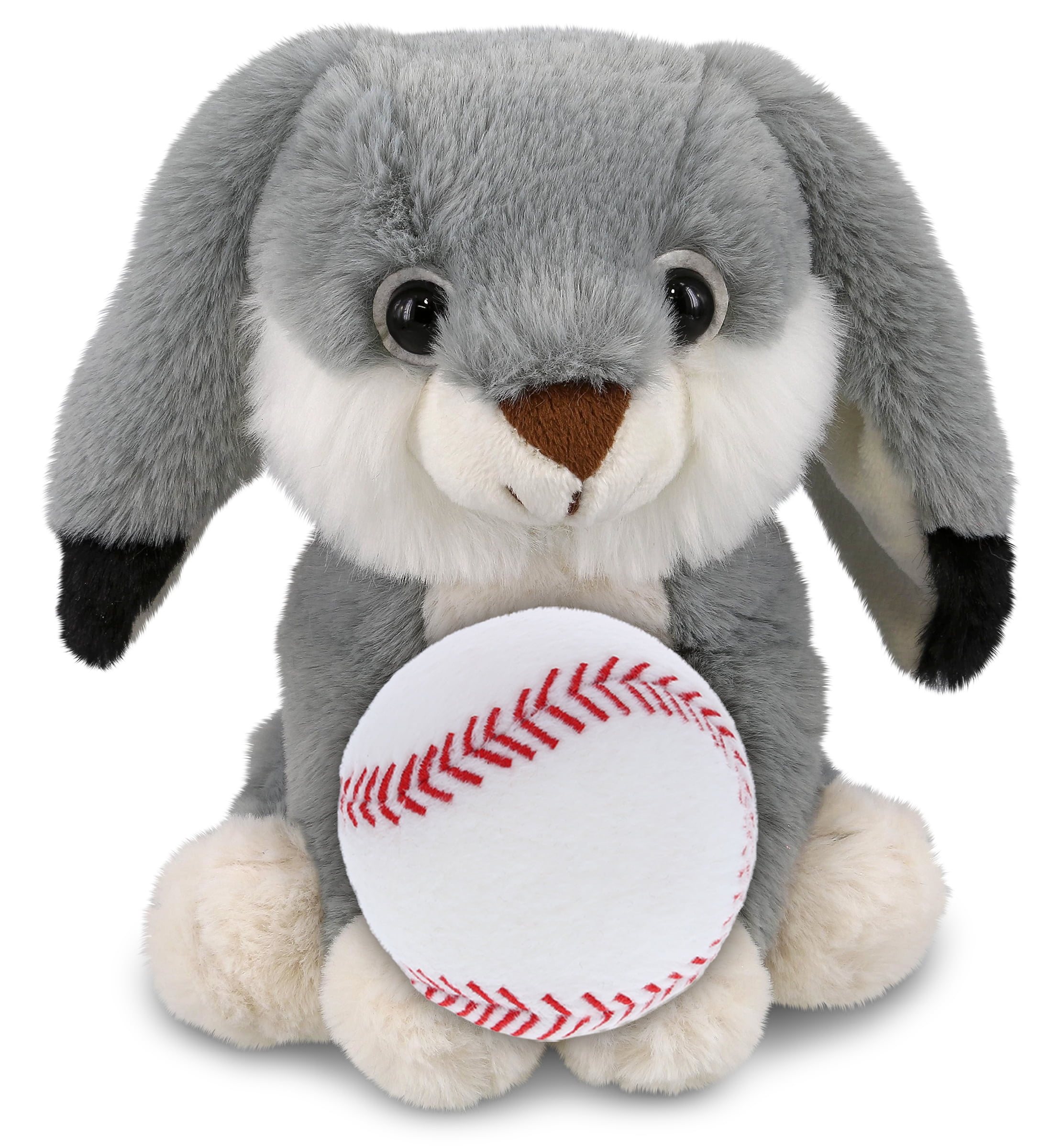 DolliBu Grey Rabbit Stuffed Animal with Baseball Plush - Soft, Huggable ...