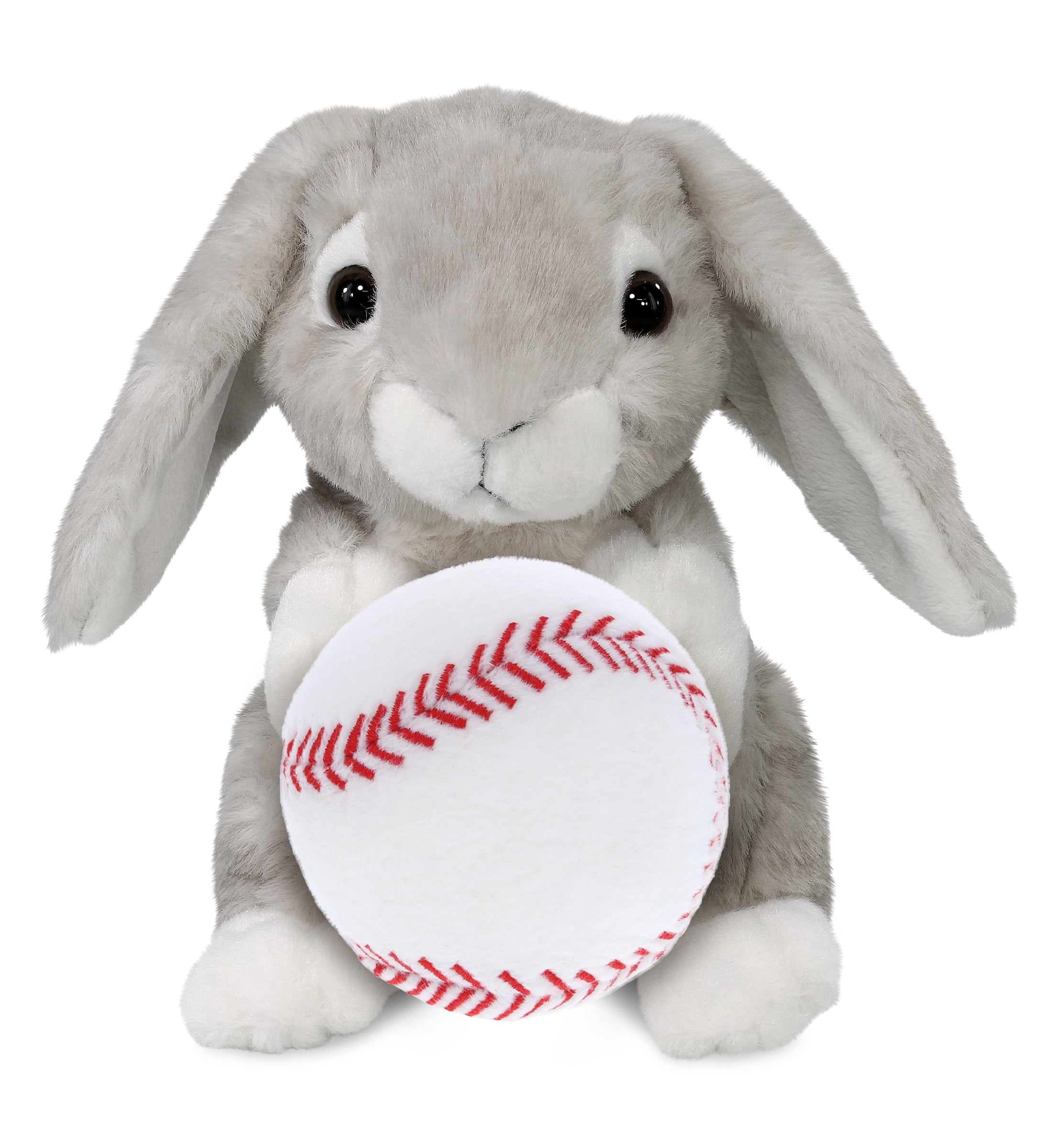 DolliBu Grey Rabbit Stuffed Animal with Baseball Plush - Soft, Huggable ...