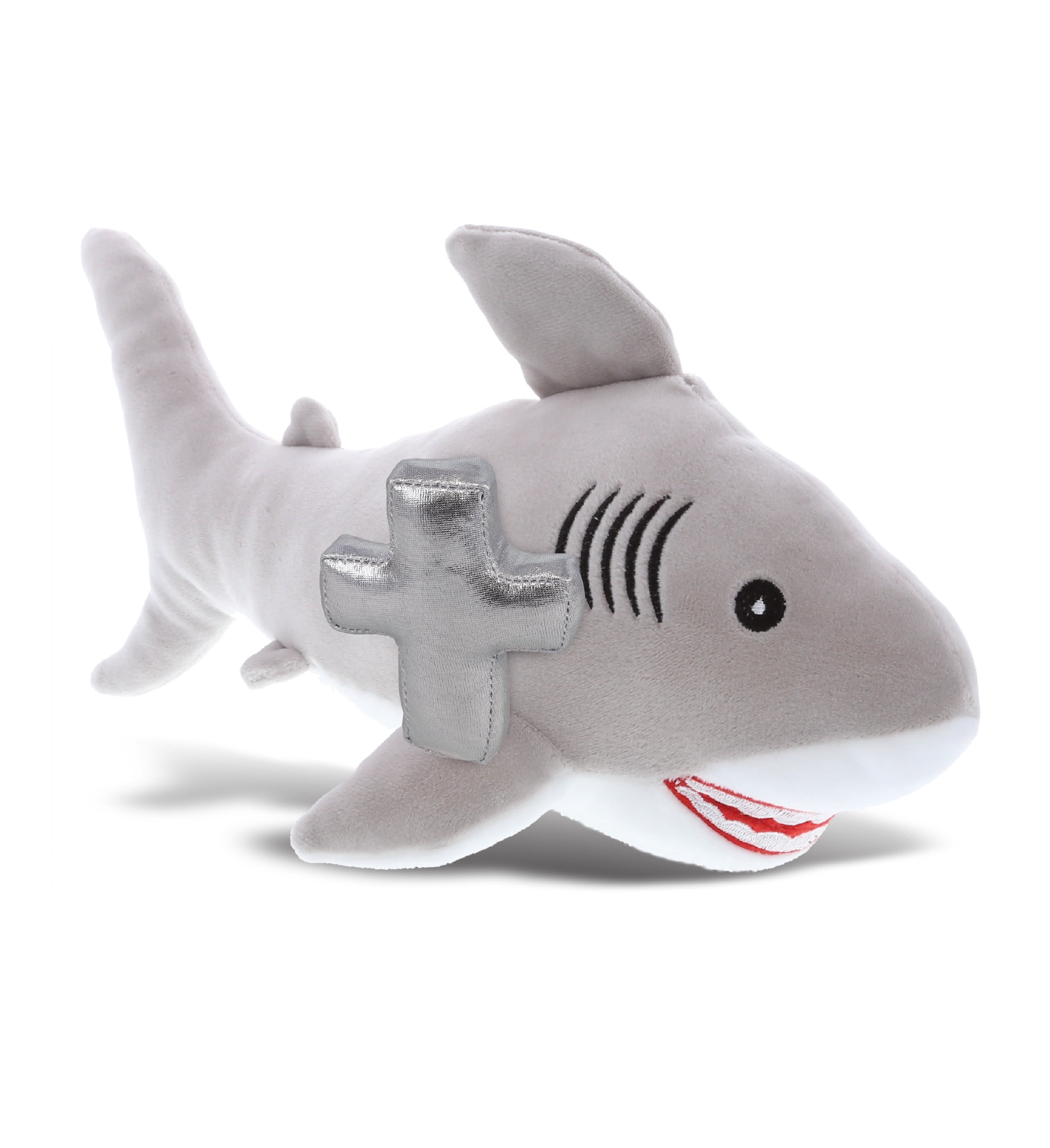 DolliBu Grey Shark Stuffed Animal with Silver Cross Plush - Religious ...