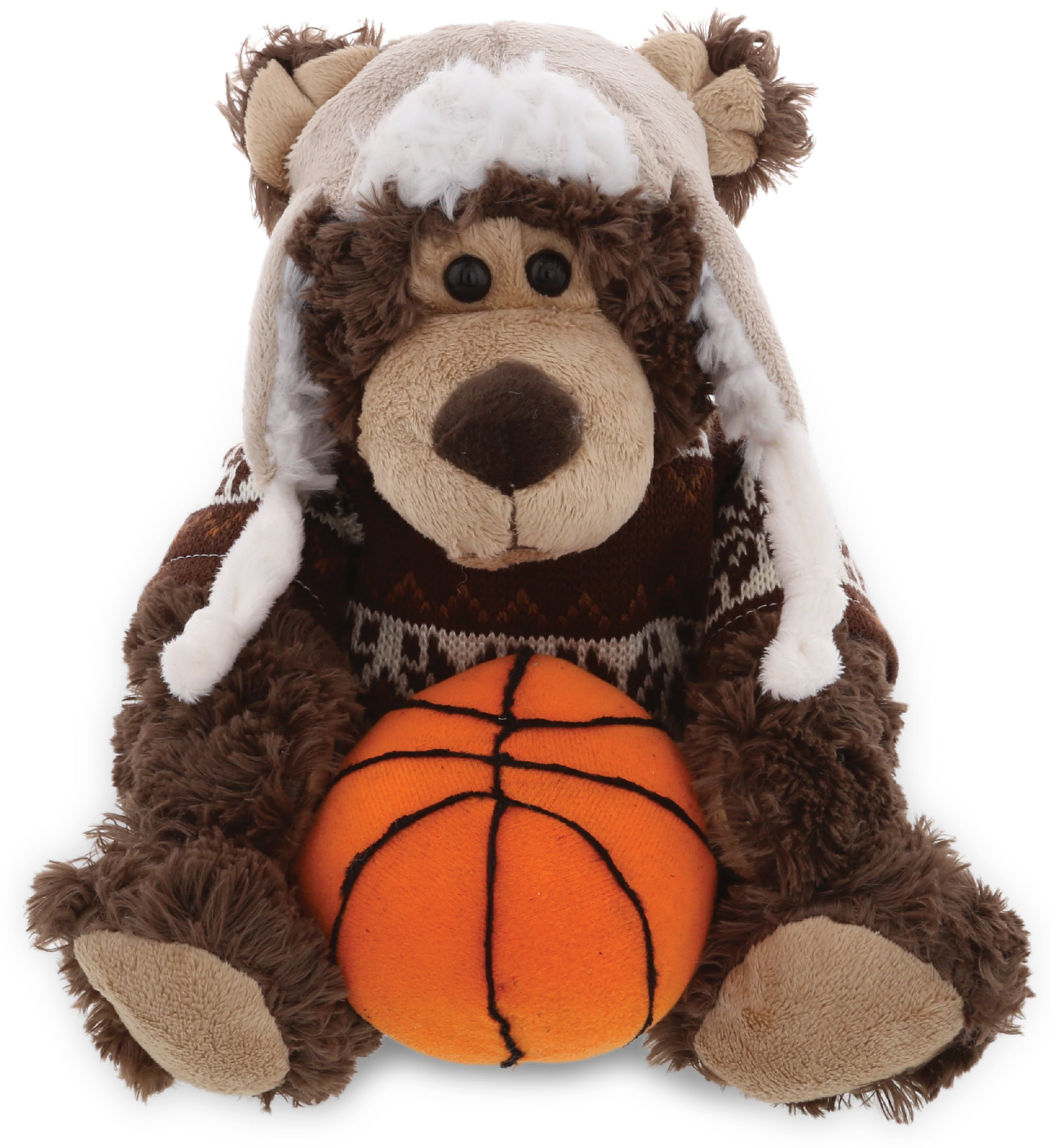 DolliBu Grizzly Bear with Clothes Stuffed Animal and Basketball Plush ...