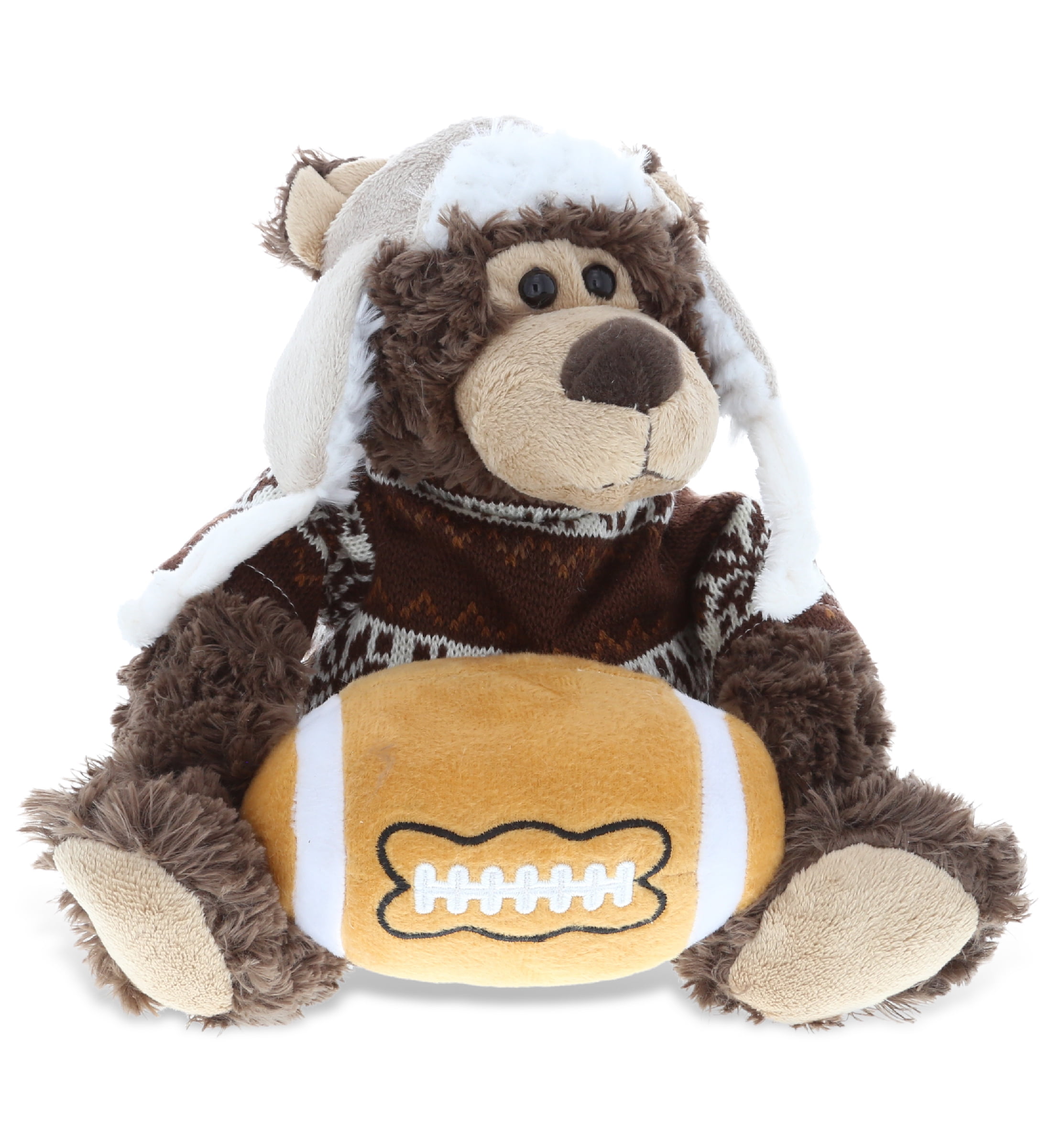 DolliBu Grizzly Bear with Clothes Stuffed Animal and Football Plush ...