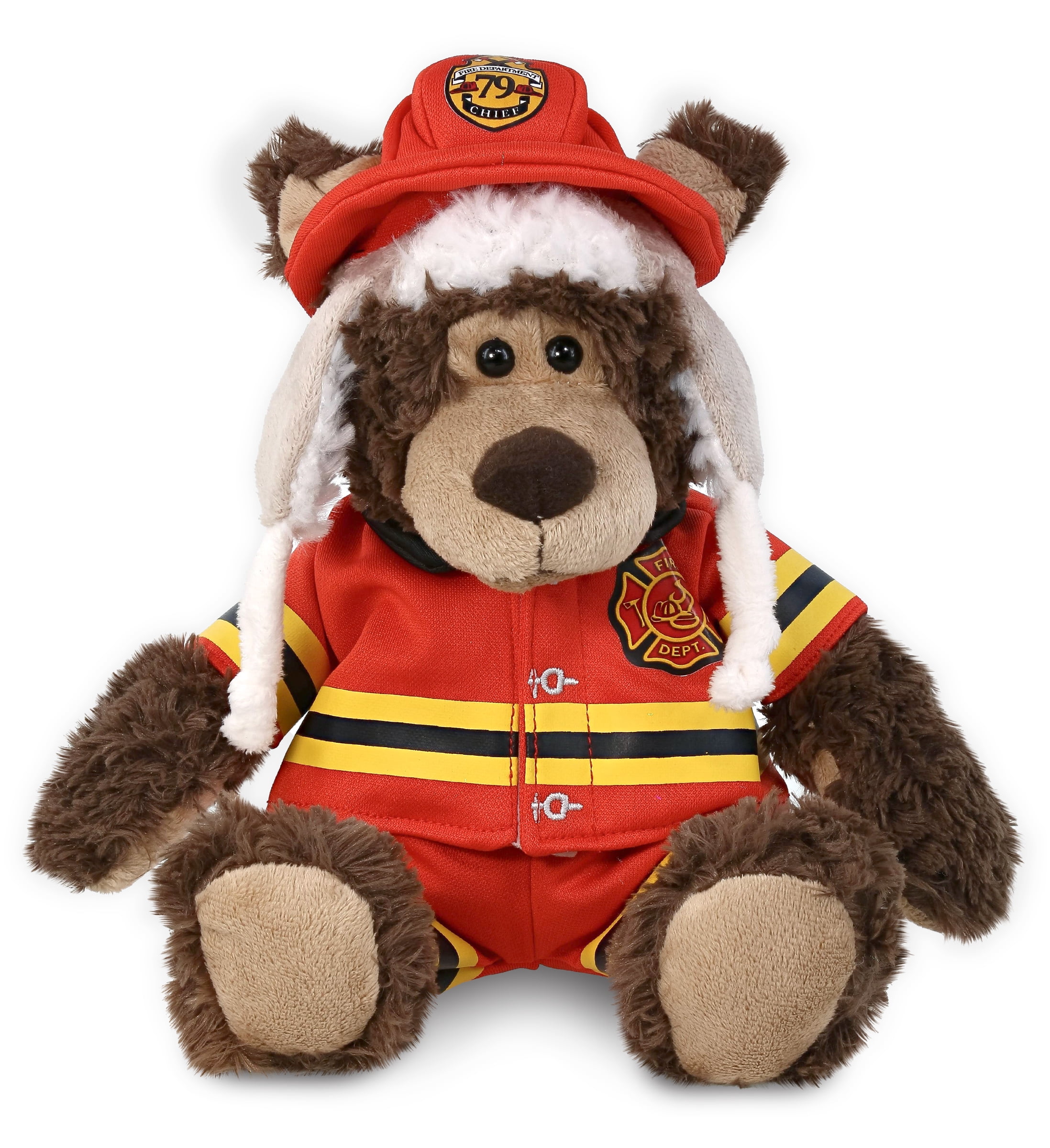 DolliBu Grizzly Bear Firefighter Stuffed Animal - Bear with Clothes ...