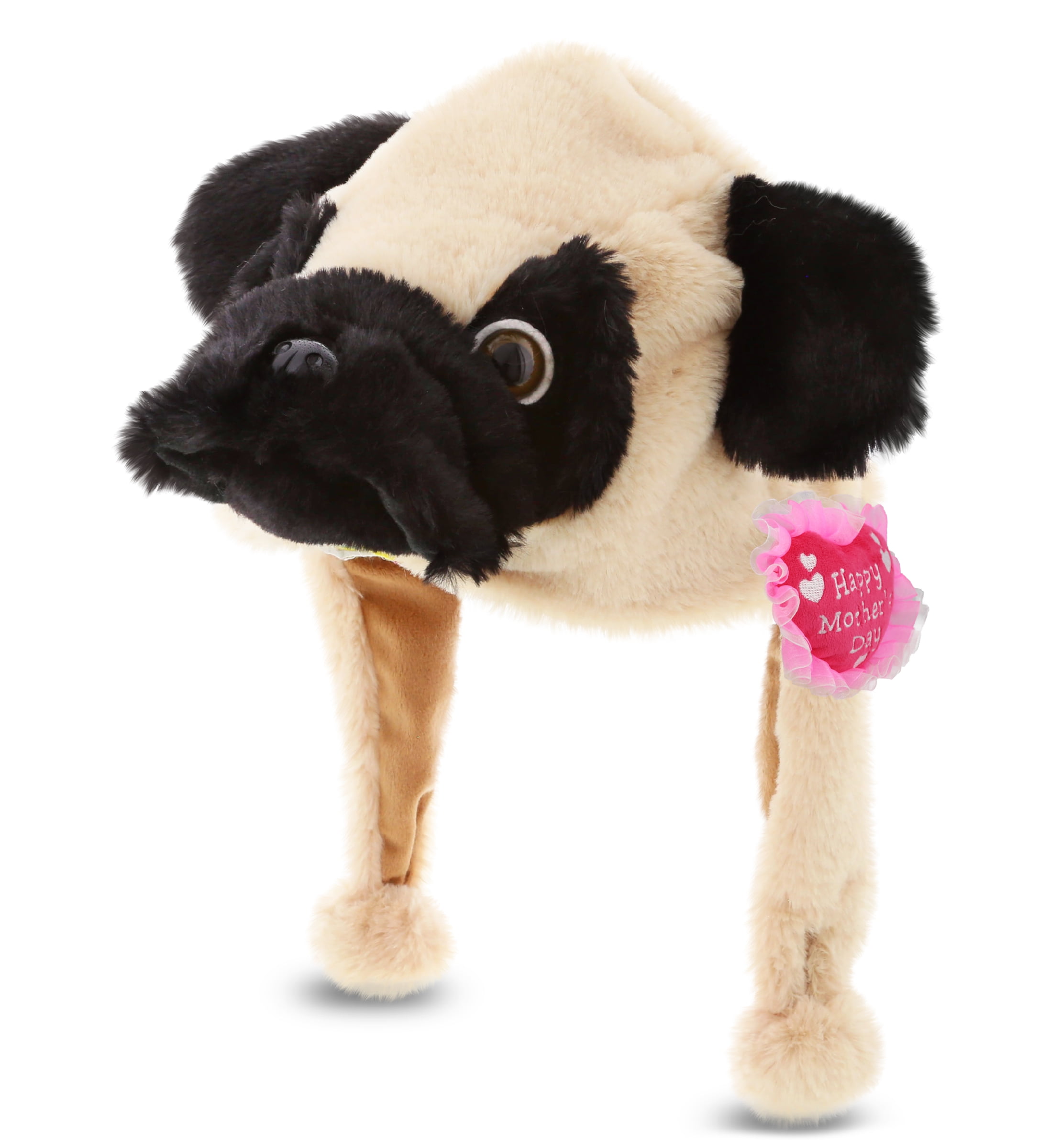 DolliBu Happy Mother's Day Super Soft Pug Dog Plush Hat - Cute Stuffed ...