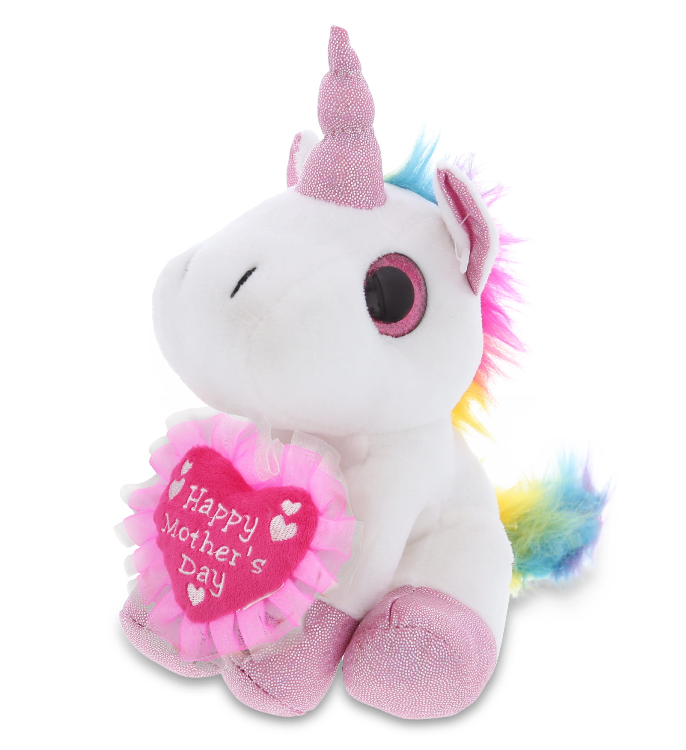 DolliBu Happy Mother's Day Super Soft Sparkling Big Eye White Unicorn ...