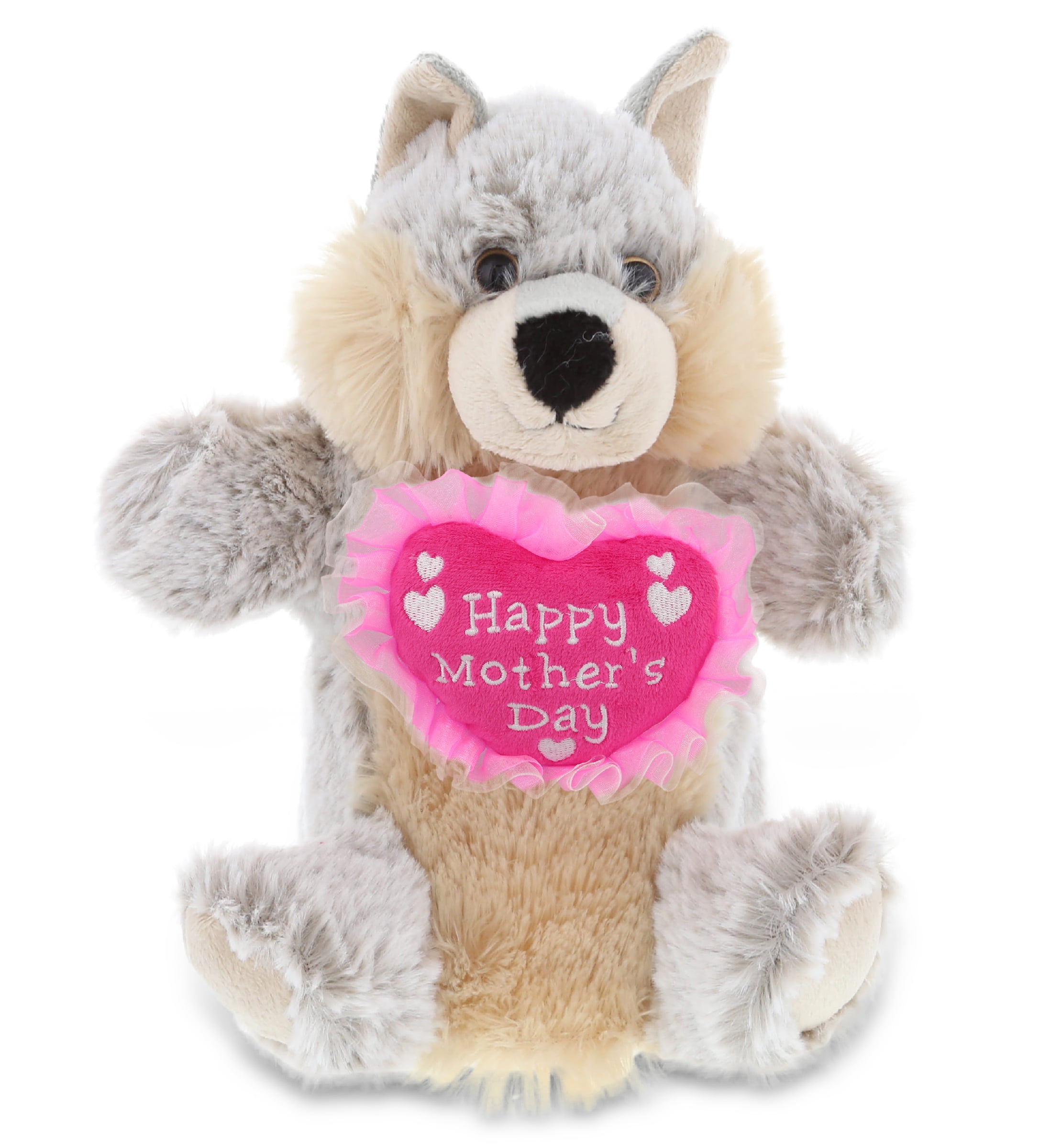 DolliBu Happy Mother's Day Wolf Plush Hand Puppet - Cute Stuffed Animal ...