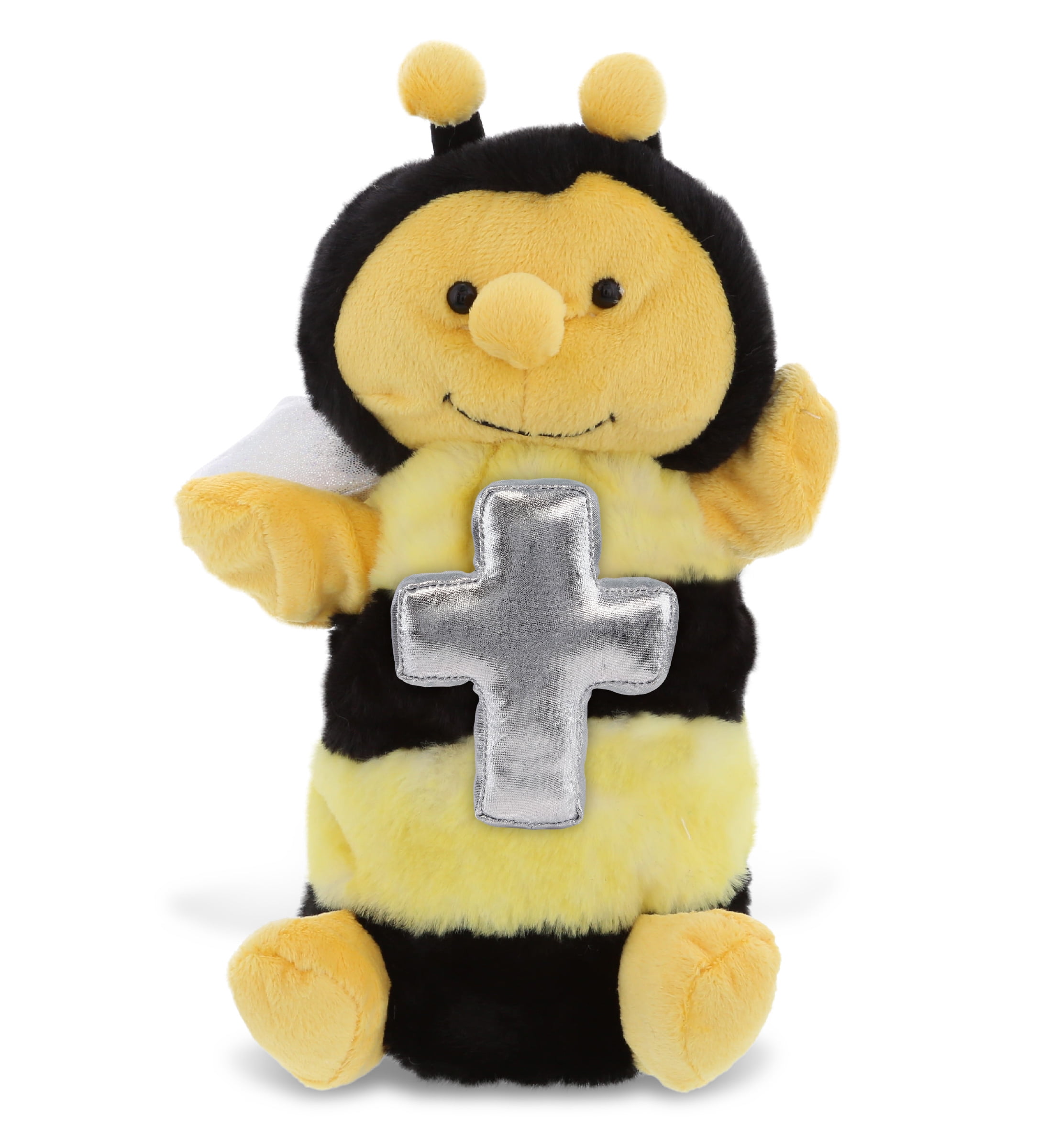 DolliBu Honeybee Hand Puppet Stuffed Animal with Silver Cross Plush ...