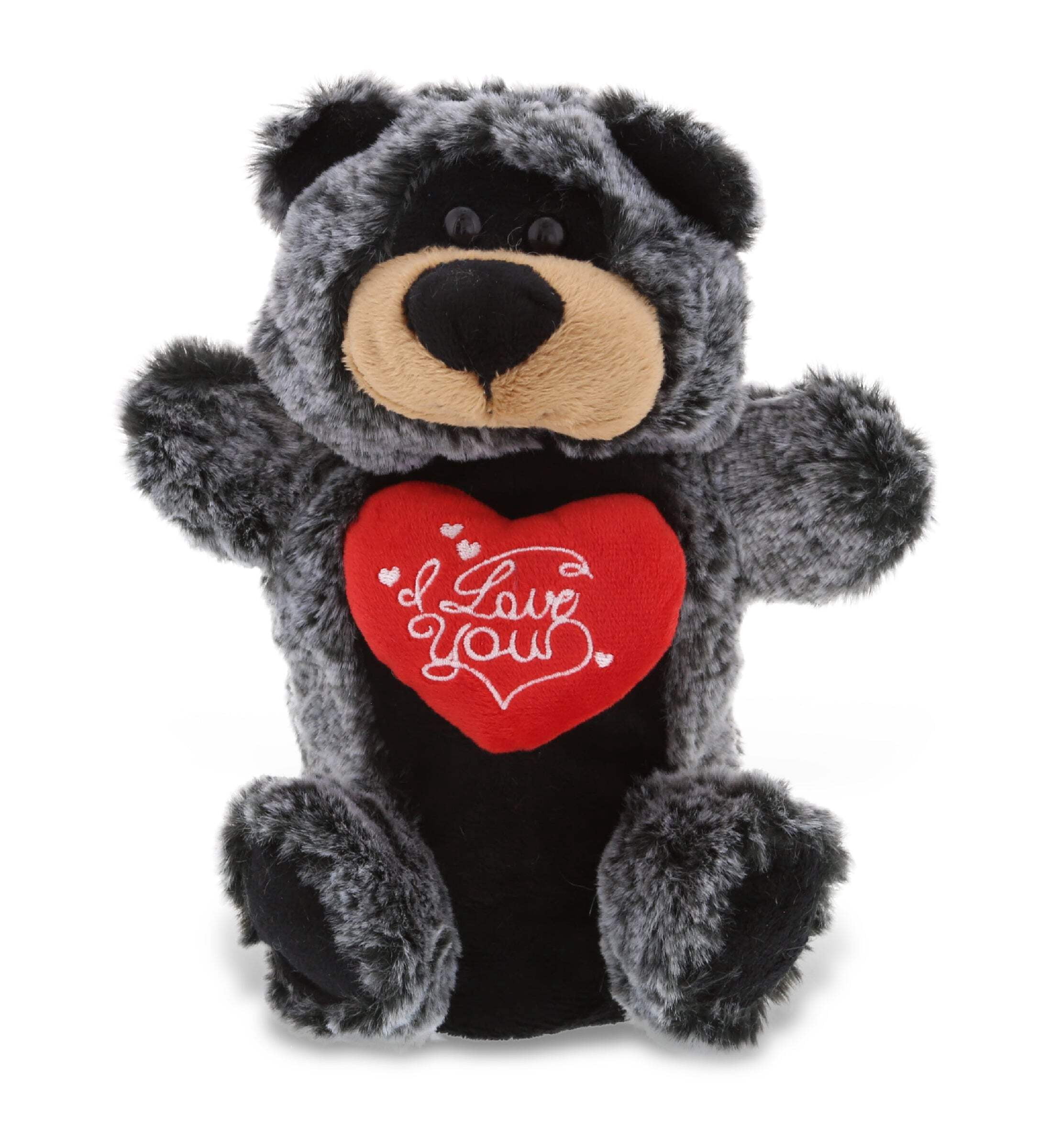 DolliBu I LOVE YOU Black Bear Soft Plush Hand Puppet - Cute Stuffed ...