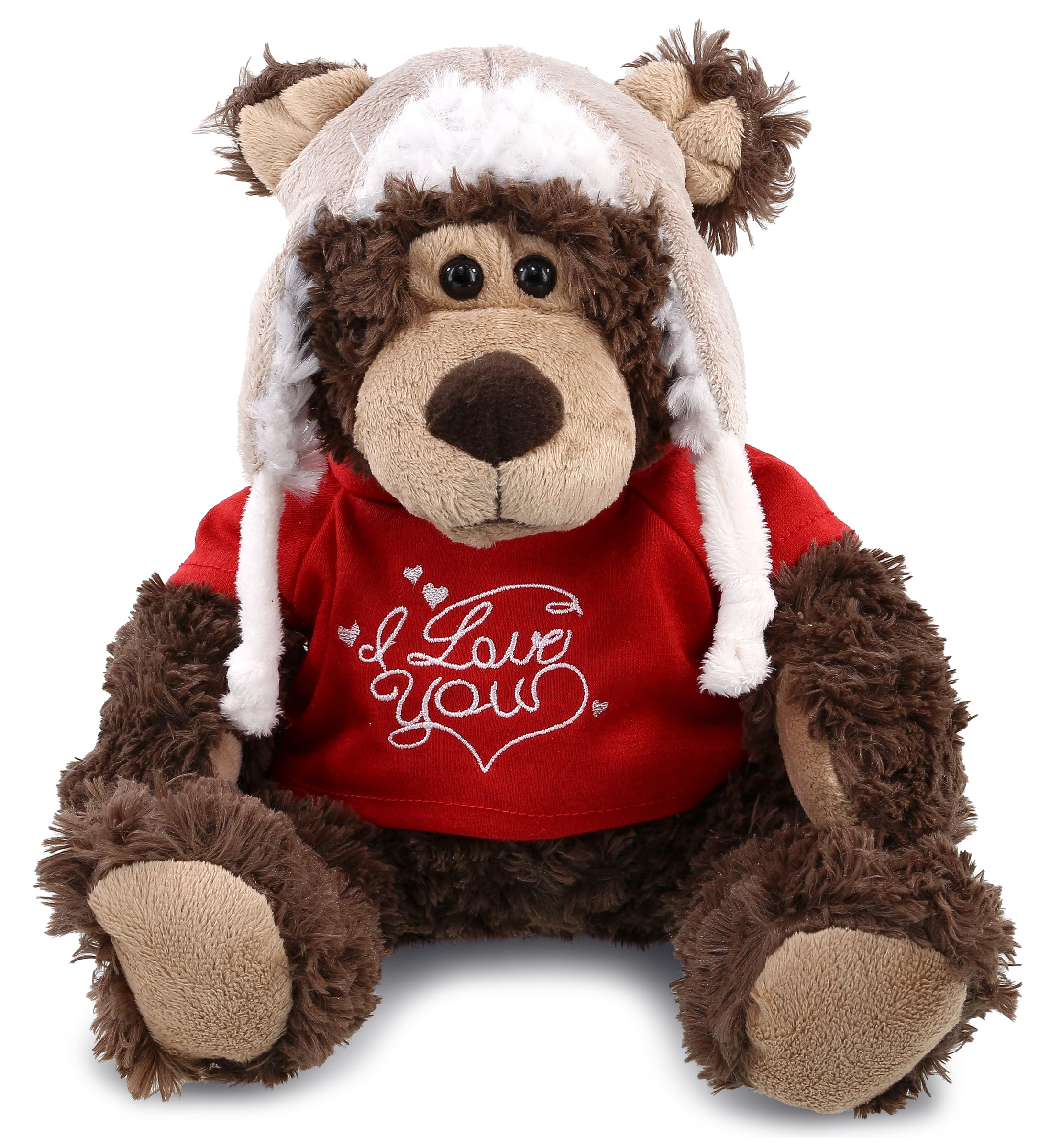 DolliBu I LOVE YOU Grizzly Bear with Clothes Plush - Cute Stuffed ...