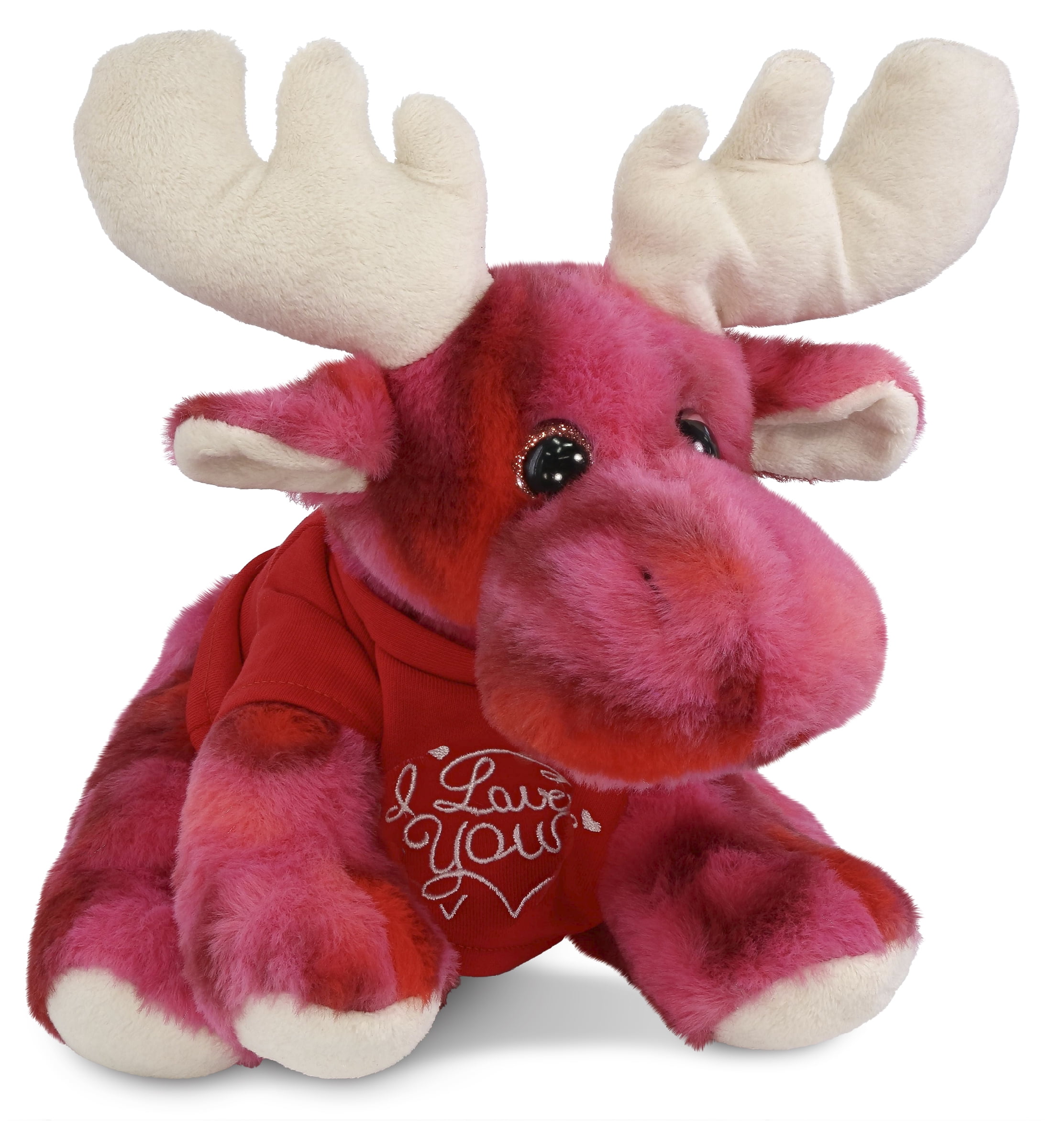 DolliBu I LOVE YOU Pink Tie-Dye Floppy Moose Plush - Cute Moose Plush ...