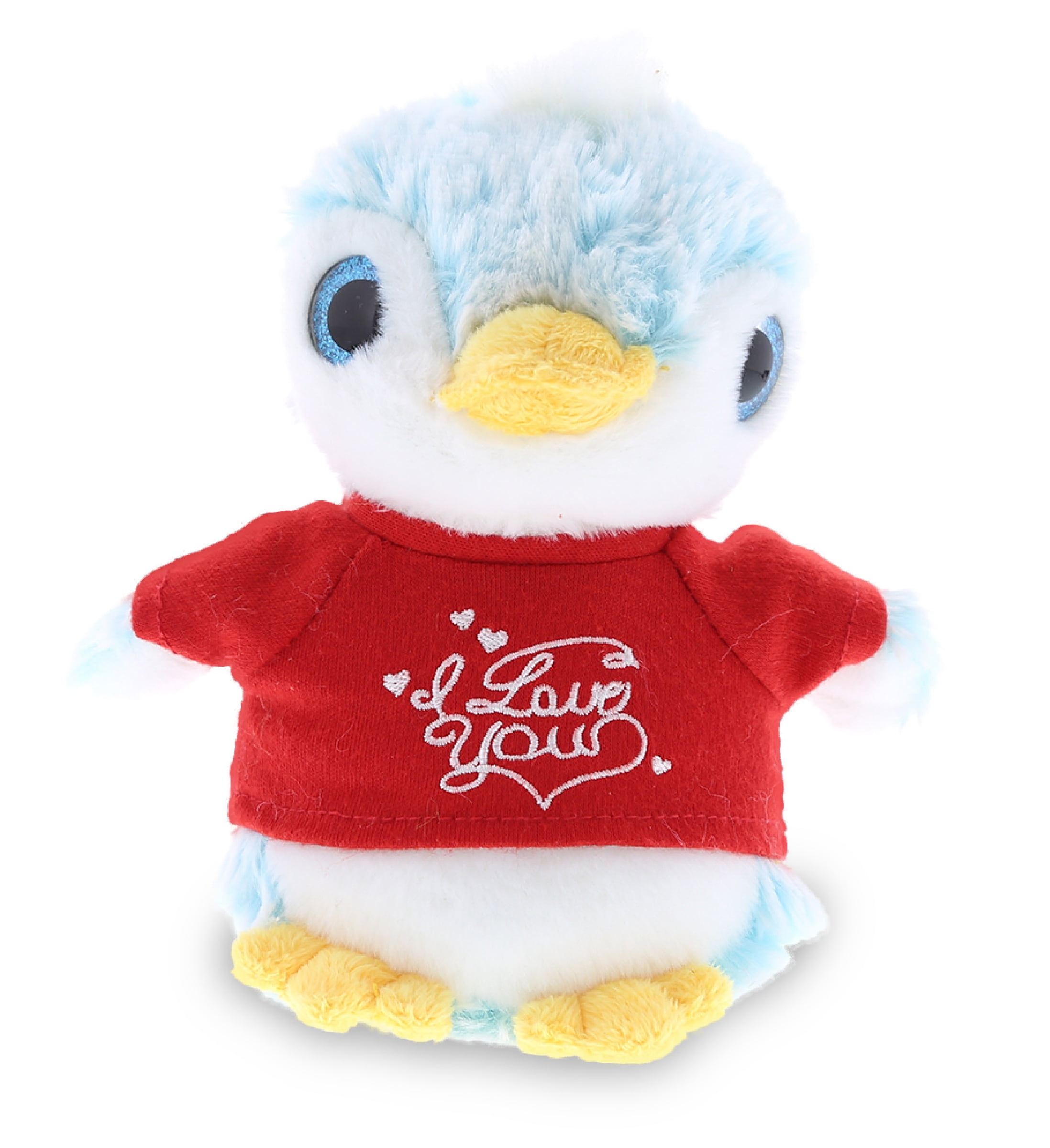 DolliBu I LOVE YOU Plush Blue Penguin– Cute Stuffed Animal with Red ...