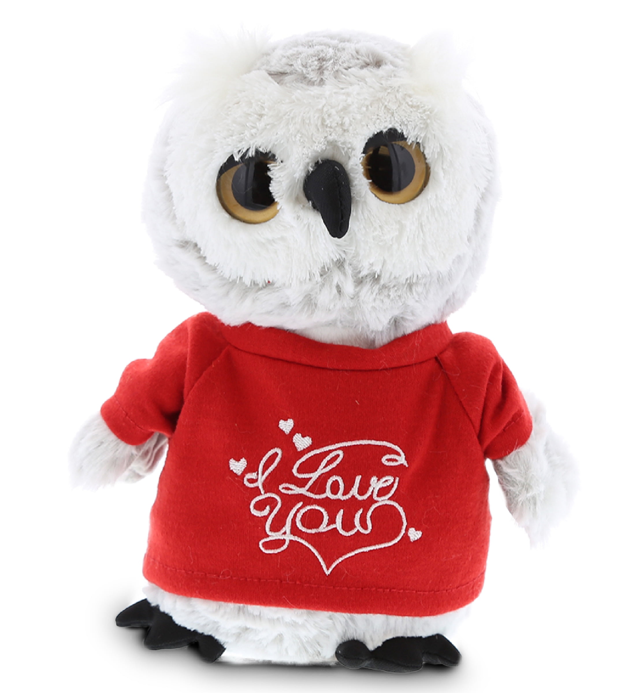DolliBu I LOVE YOU Plush Gray Owl - Cute Stuffed Animal with Red Shirt ...