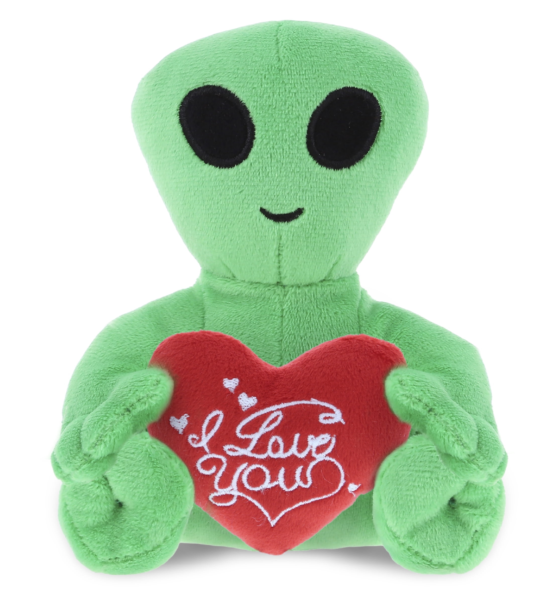 DolliBu I LOVE YOU Plush Green Alien - Cute Stuffed Animal with Heart ...