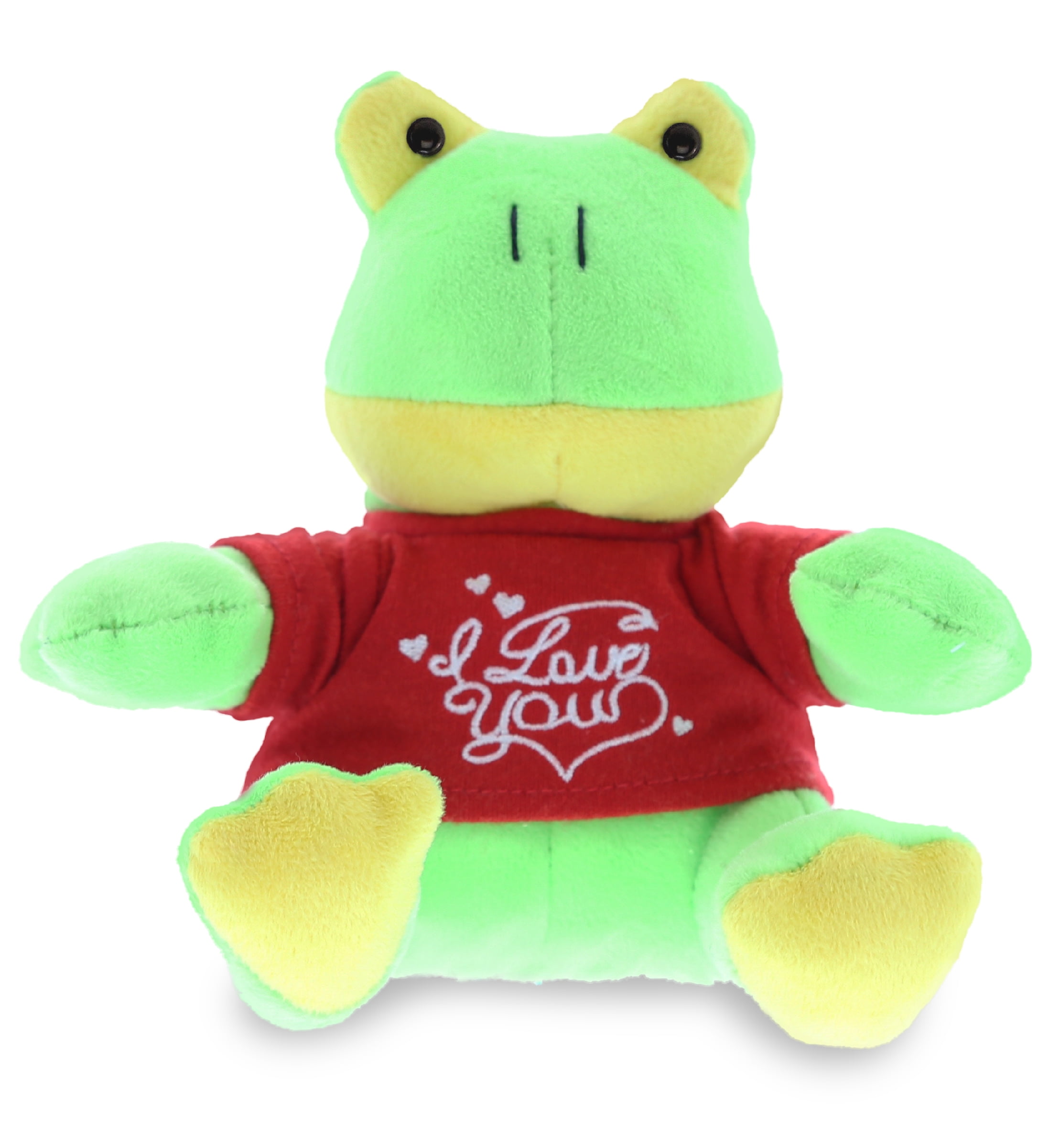 DolliBu I LOVE YOU Plush Sitting Green Frog - Cute Stuffed Animal with ...