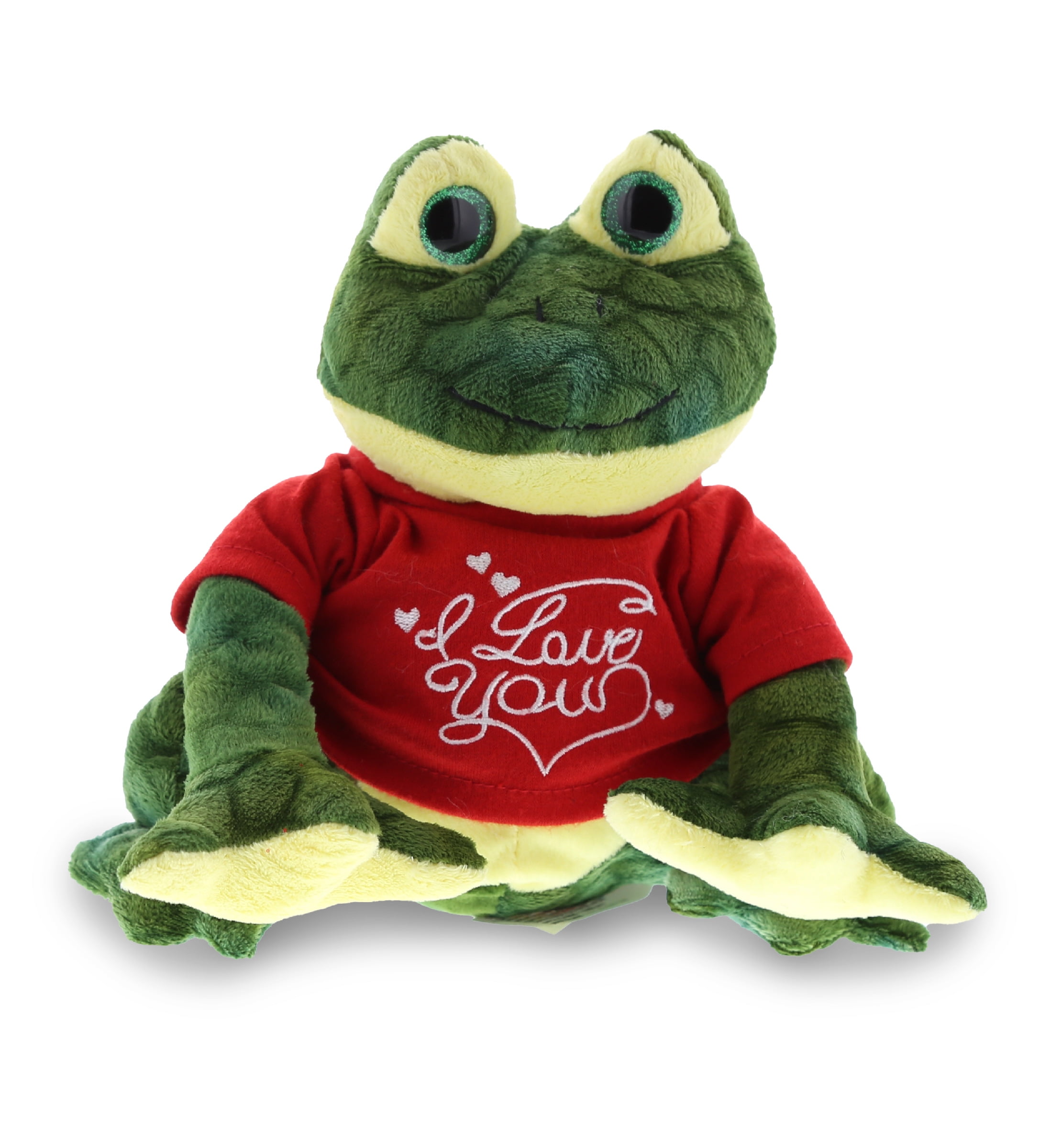 DolliBu I LOVE YOU Plush Squat Green Frog - Cute Stuffed Animal with ...