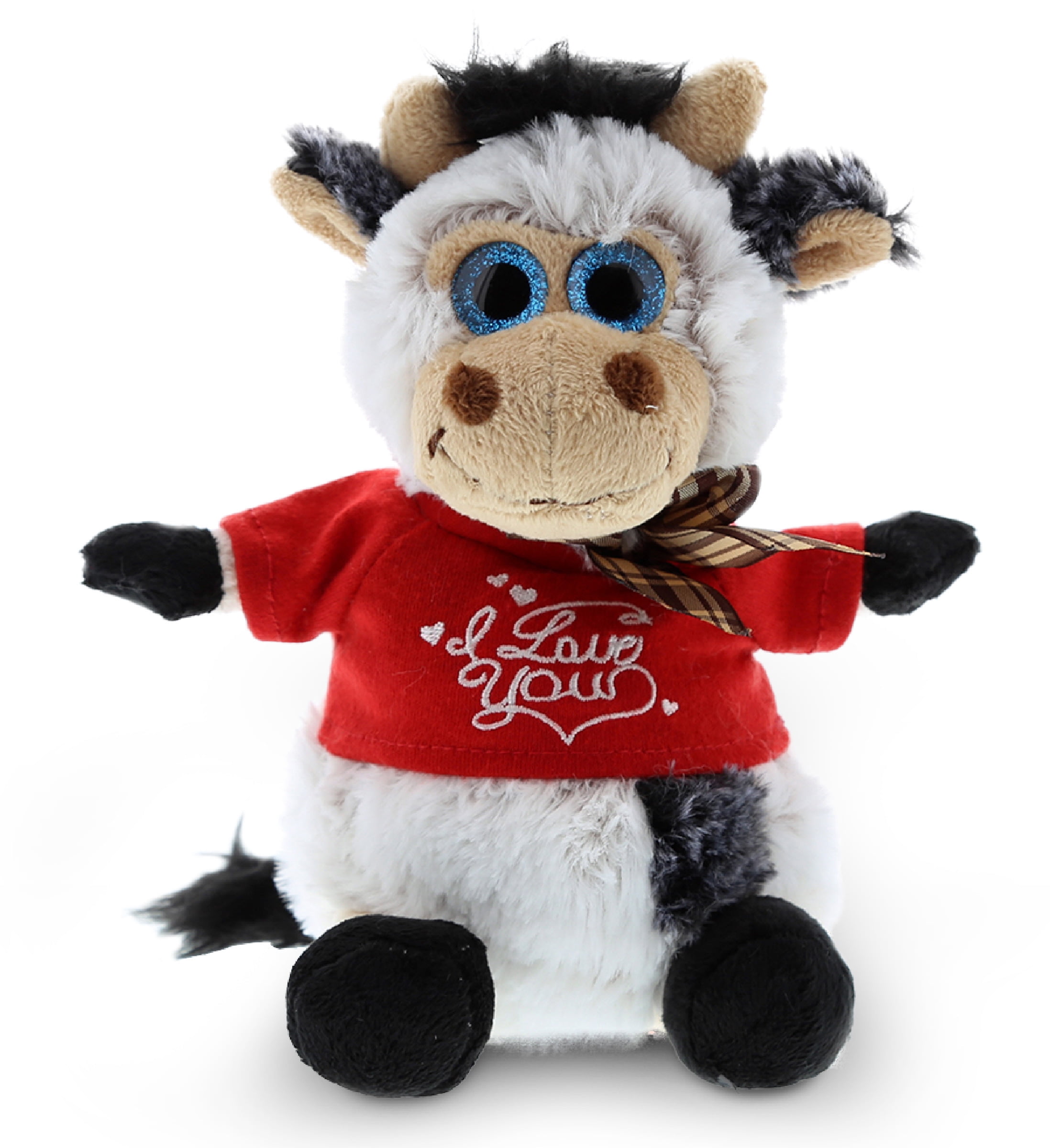 DolliBu I LOVE YOU Sitting Cow Plush – Cute Stuffed Farm Animal with ...