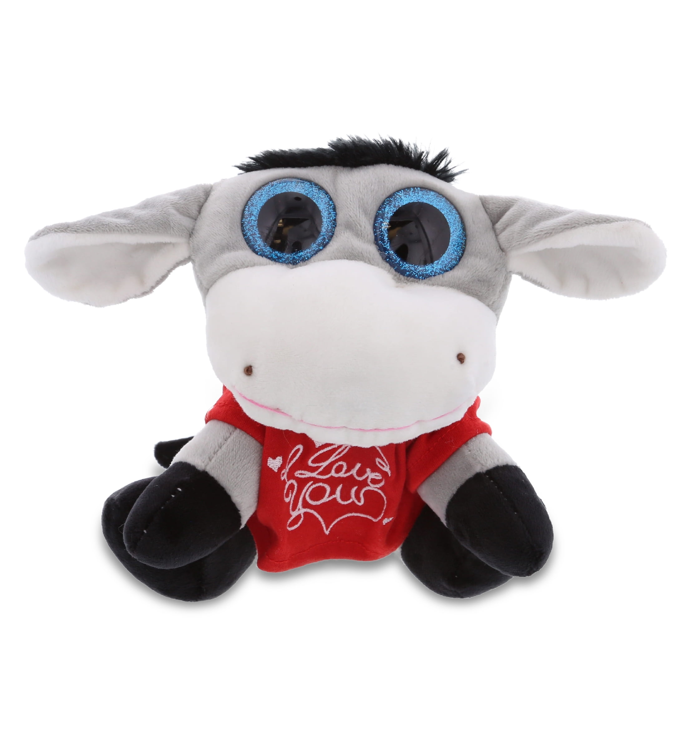 DolliBu I LOVE YOU Sparkling Big Eye Donkey Plush - Stuffed Animal with ...