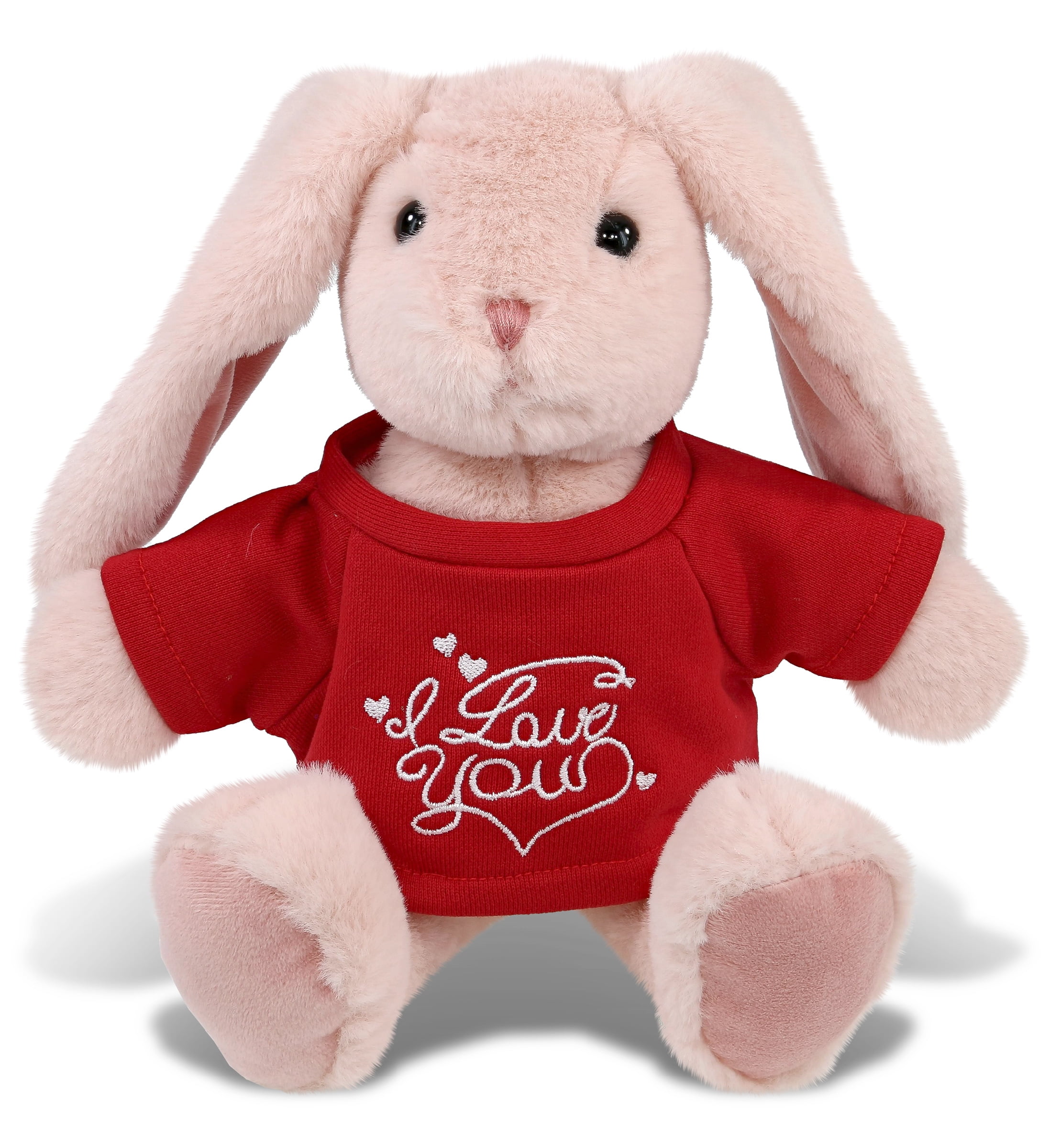DolliBu I LOVE YOU Super Soft Baby Pink Rabbit Plush - Stuffed Pink ...