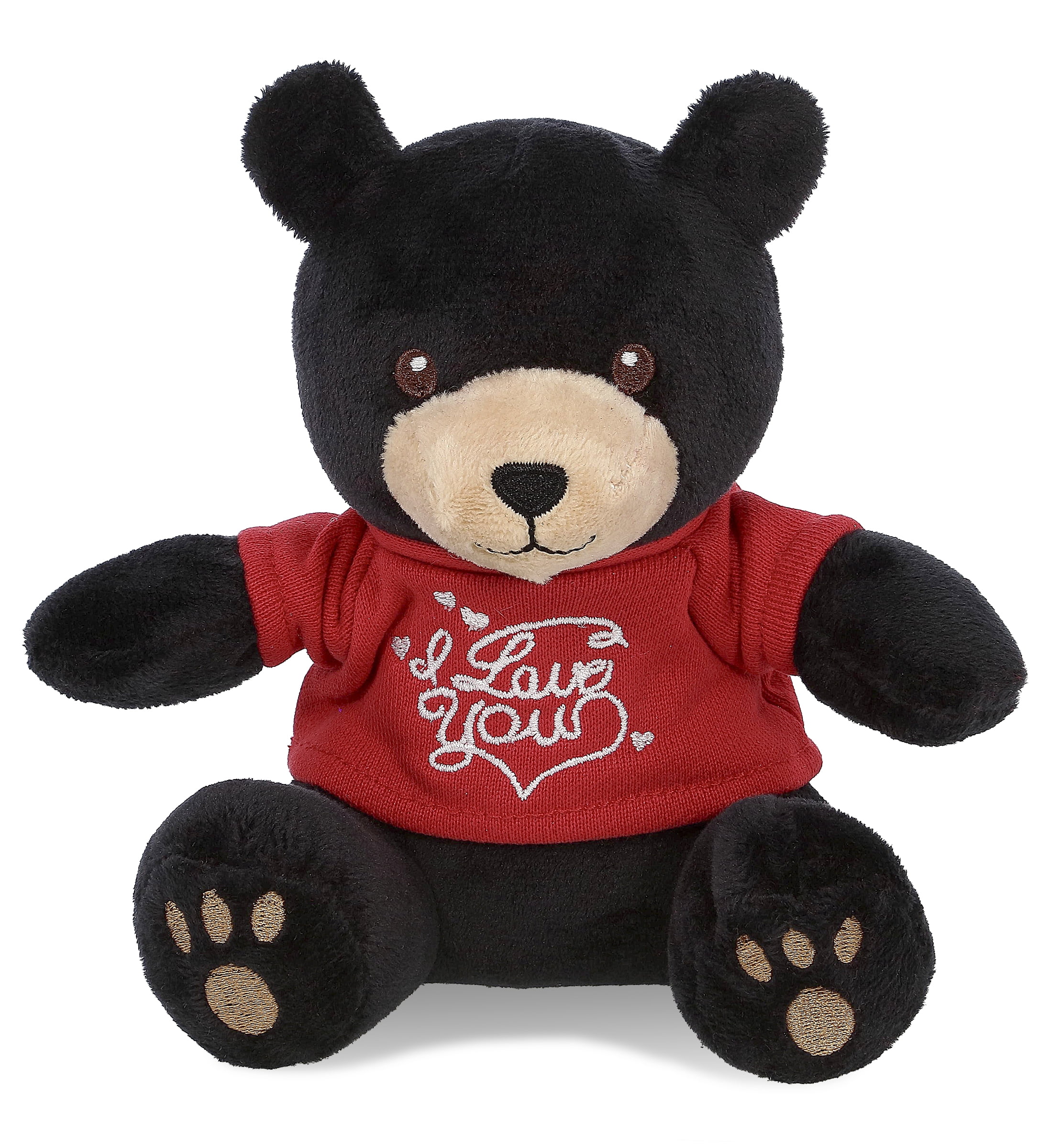 DolliBu I LOVE YOU Super Soft Black Bear Plush- Cute Bear Plush Stuffed ...
