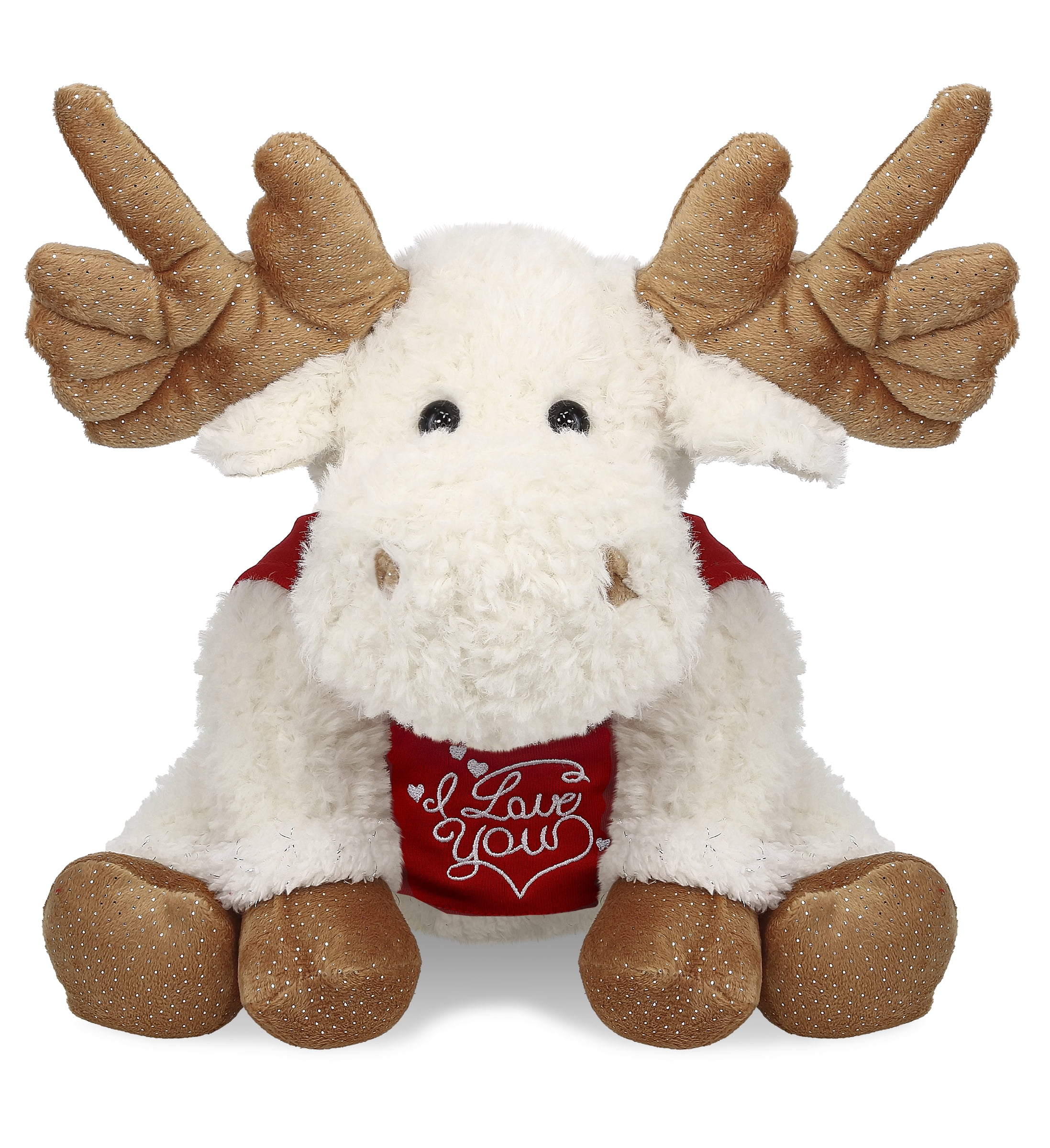 DolliBu I LOVE YOU Super Soft Fancy Floppy Moose Plush- Cute Moose ...
