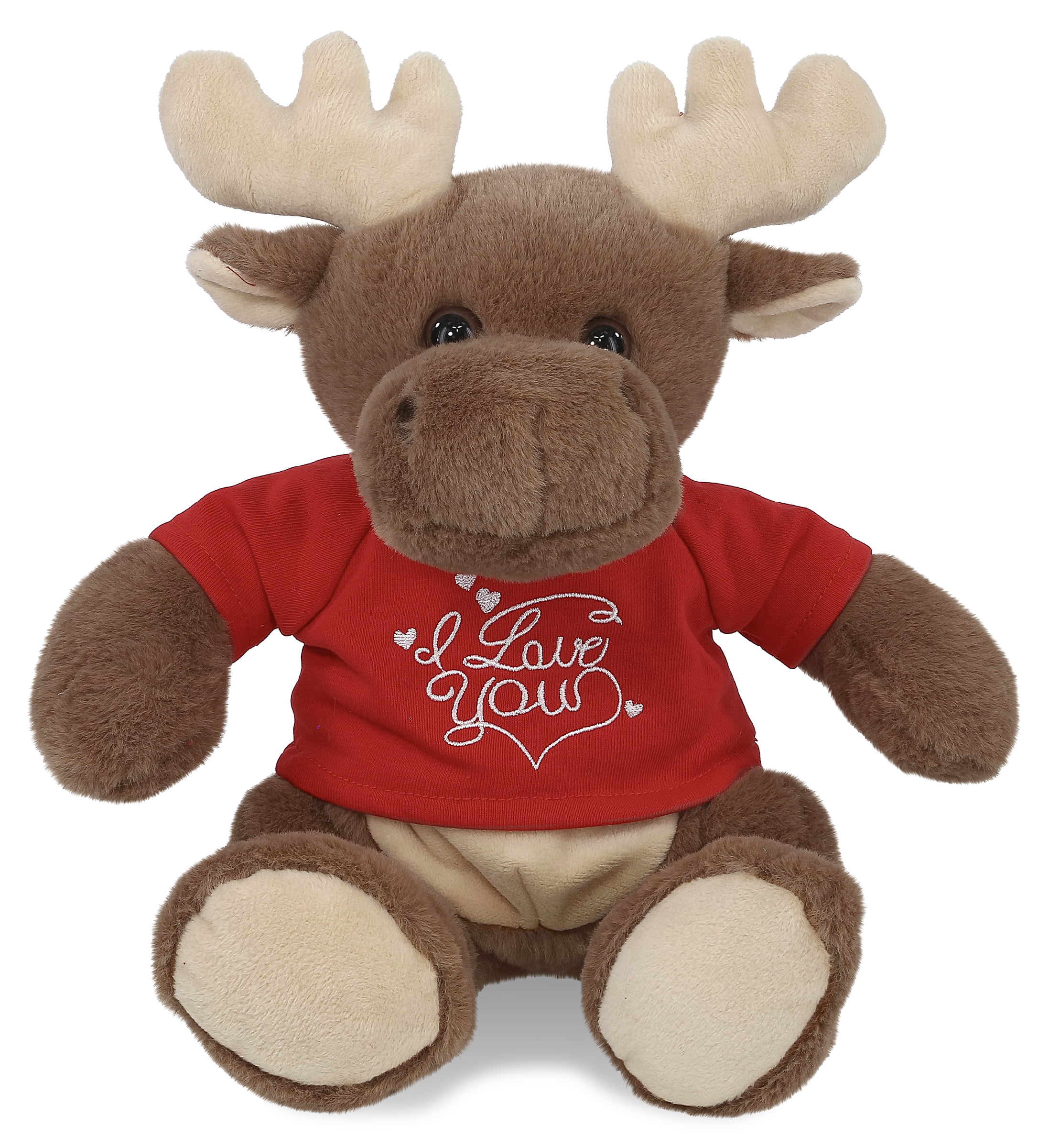 DolliBu I LOVE YOU Super Soft Moose Plush- Cute Moose Plush Stuffed ...