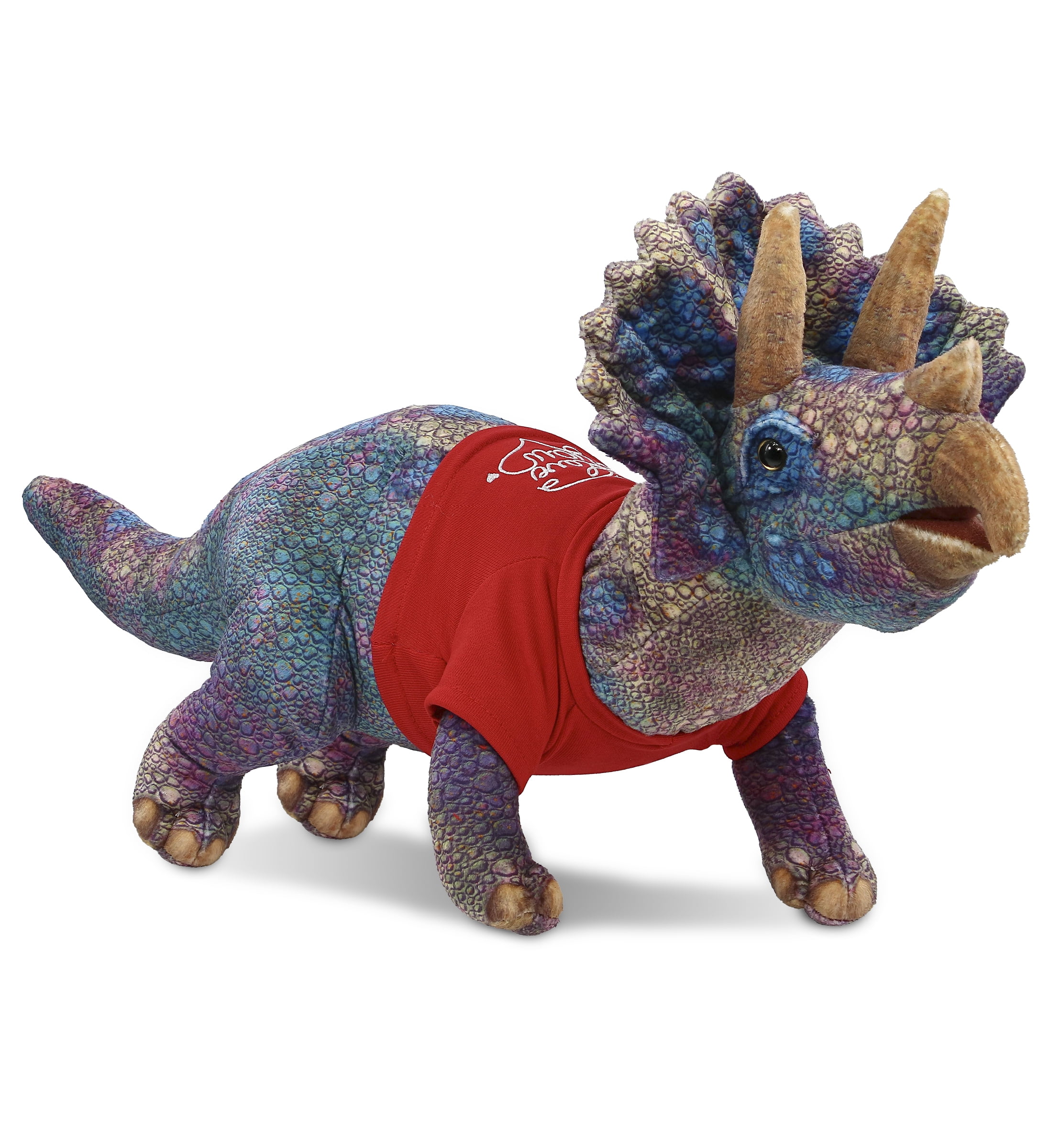 DolliBu I LOVE YOU Super Soft Triceratops Dinosaur Plush- Cute Dino ...