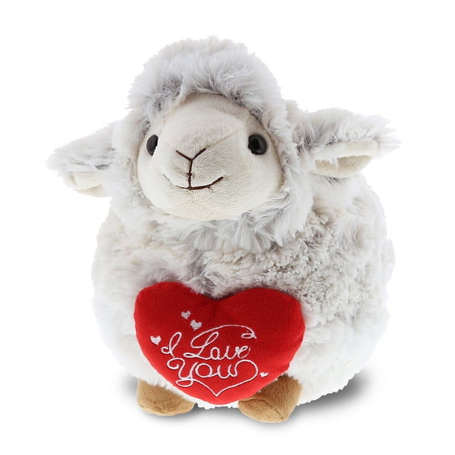 DolliBu I Love You Heart Fluffy White Sheep Plush - 11.5 inches ...