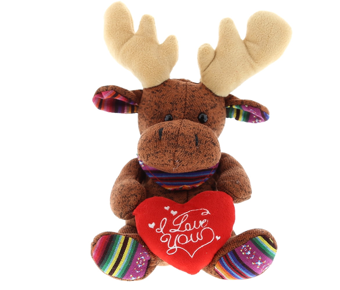 DolliBu I Love You Heart Funky Sitting Moose Plush - 9 inches - Walmart.com