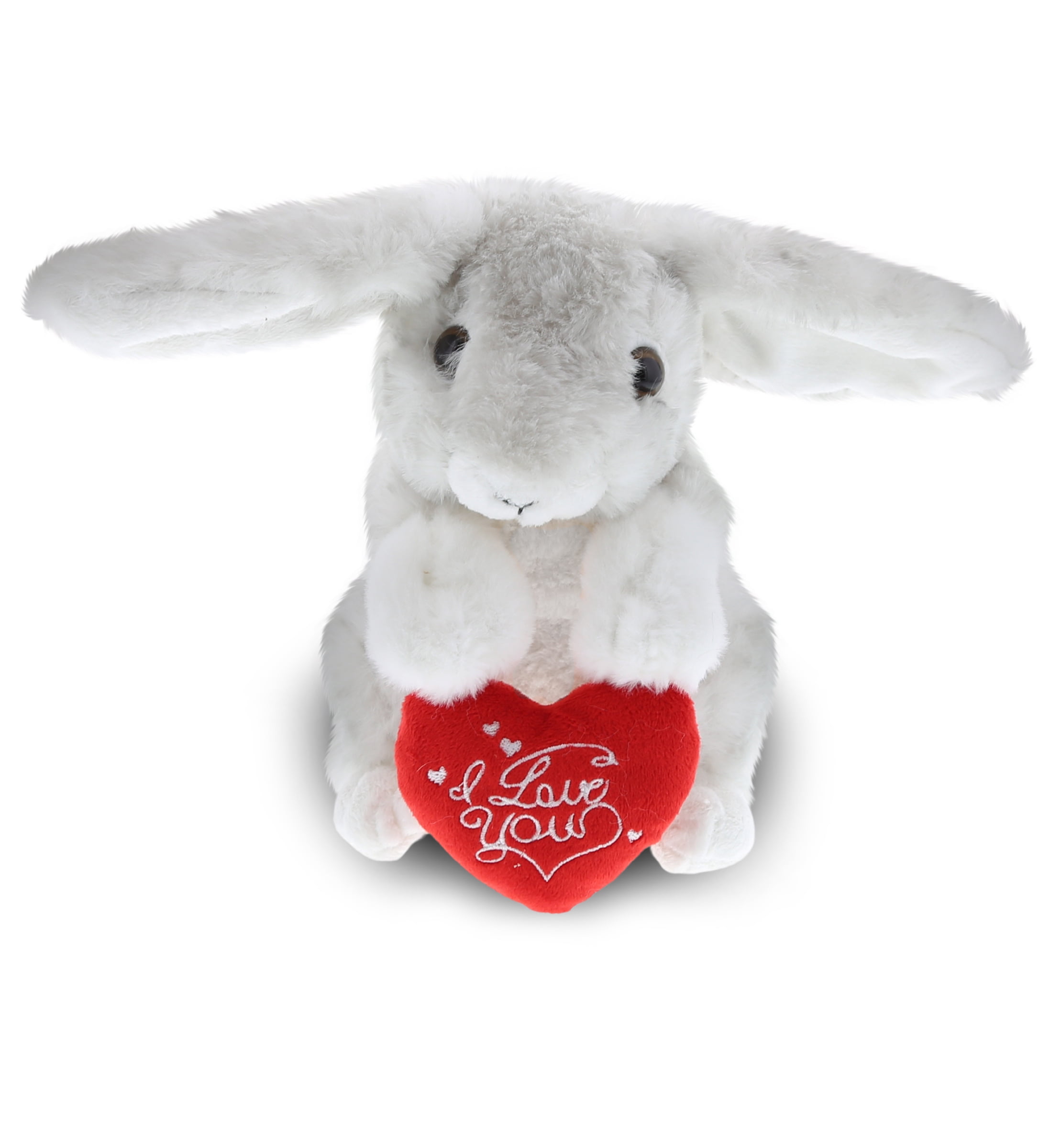 DolliBu I Love You Heart Gray Sitting Rabbit Plush - 6.5 inches ...