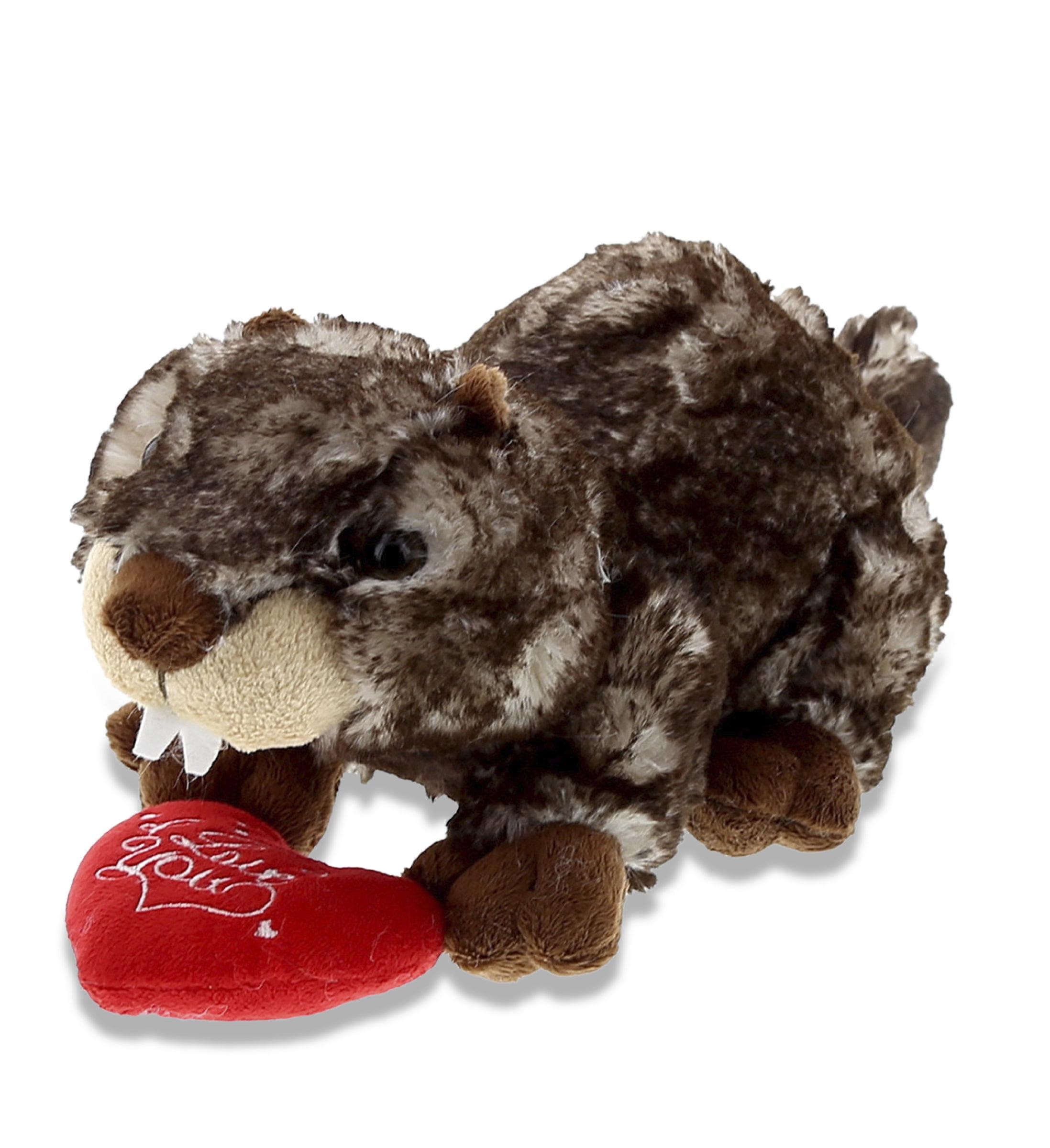 DolliBu I Love You Heart Lying Brown Marmot Plush - 11 inches - Walmart.com