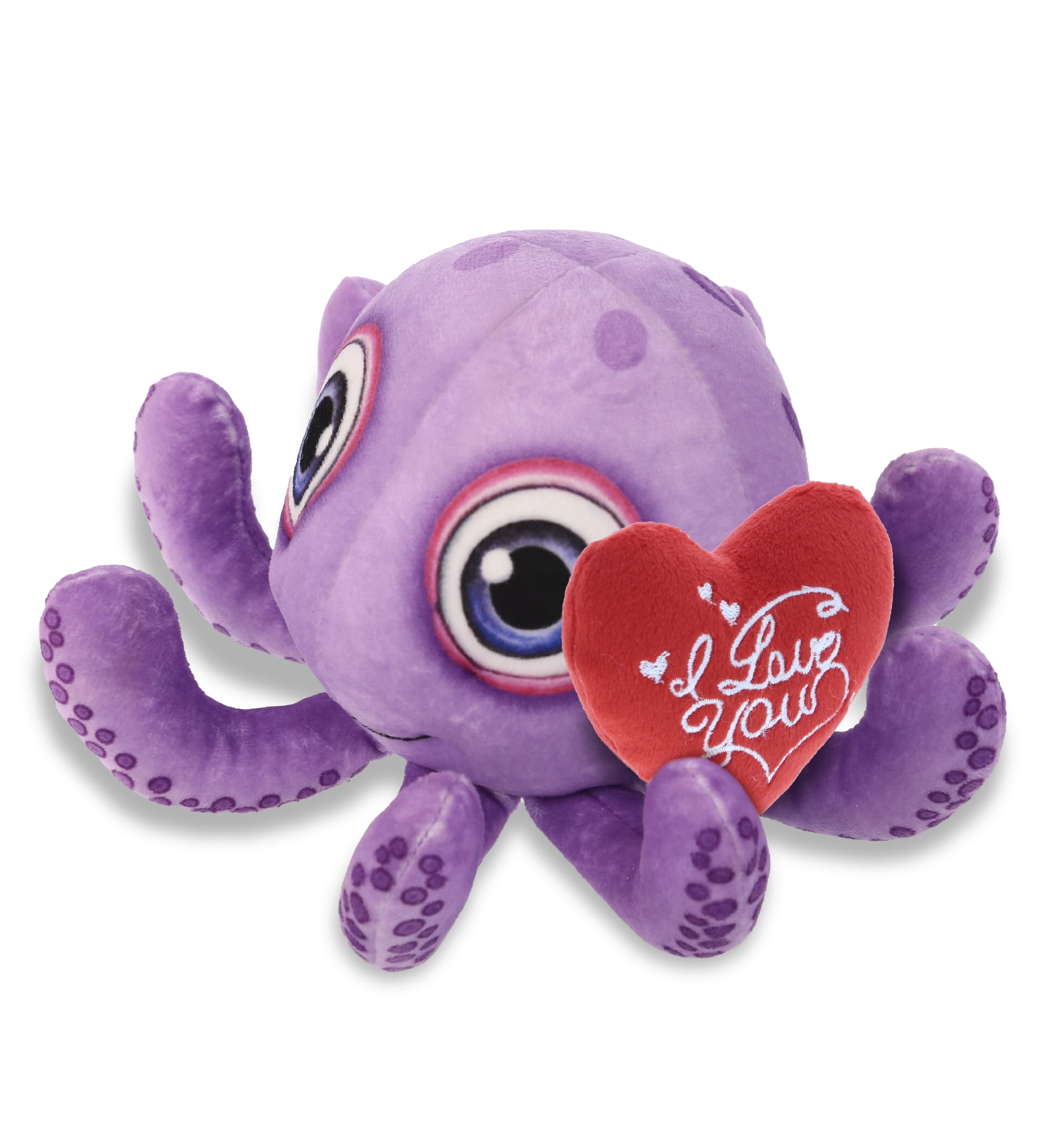 DolliBu I Love You Plush Buddies Purple Octopus - Cute Stuffed Animal ...