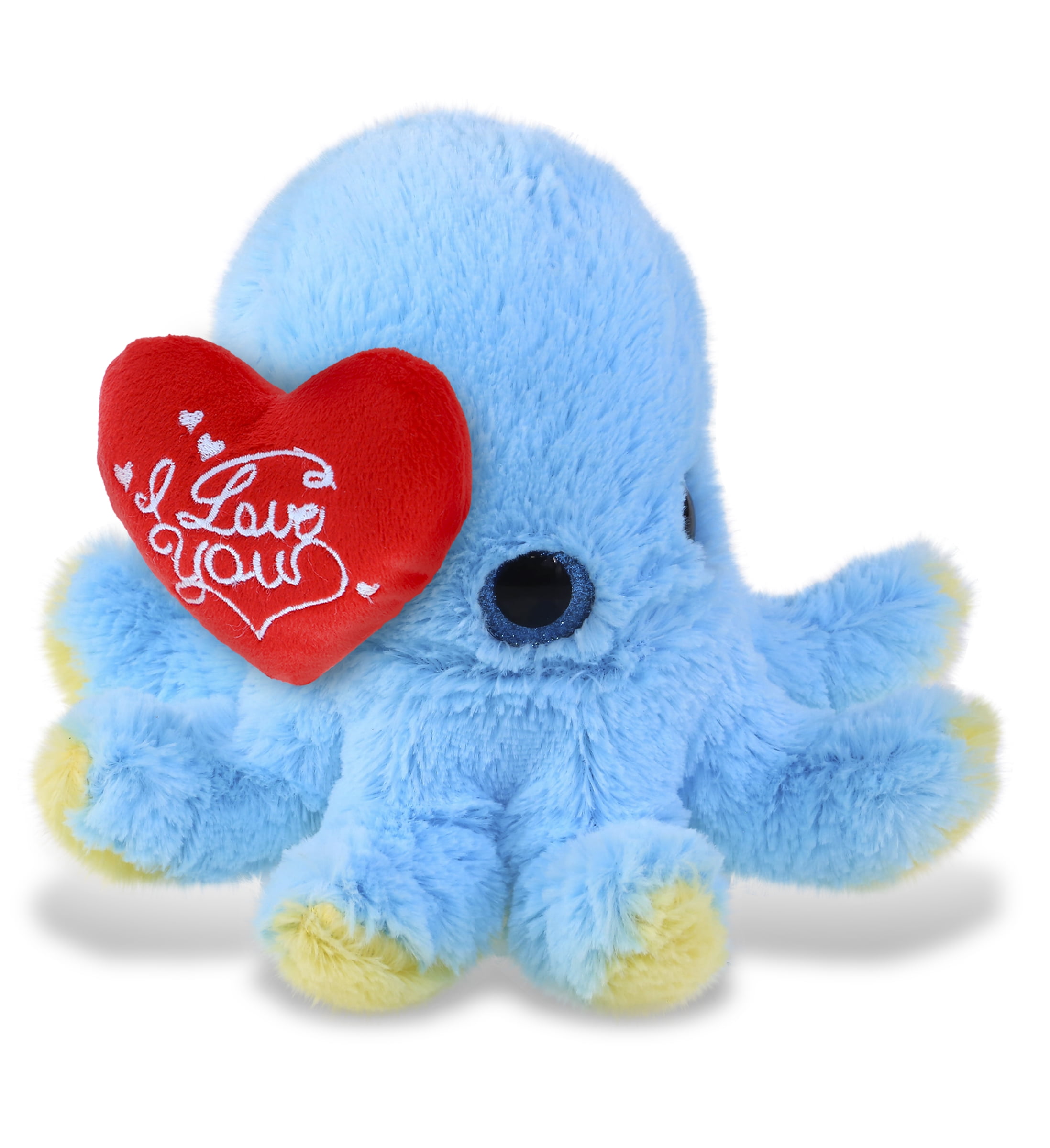 DolliBu I Love You Plush Super Soft Big Eye Blue Octopus - Cute Stuffed ...