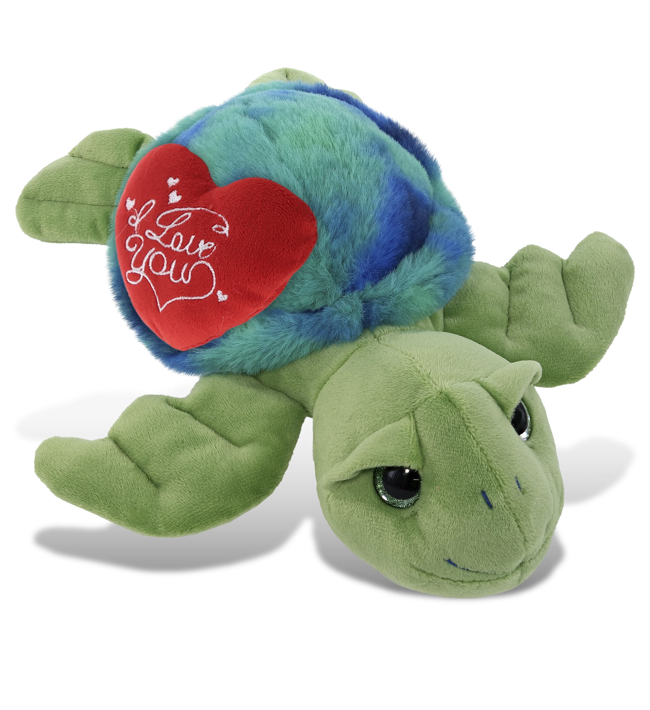 DolliBu I Love You Plush Super Soft Blue Tie-Dye Green Sea Turtle ...
