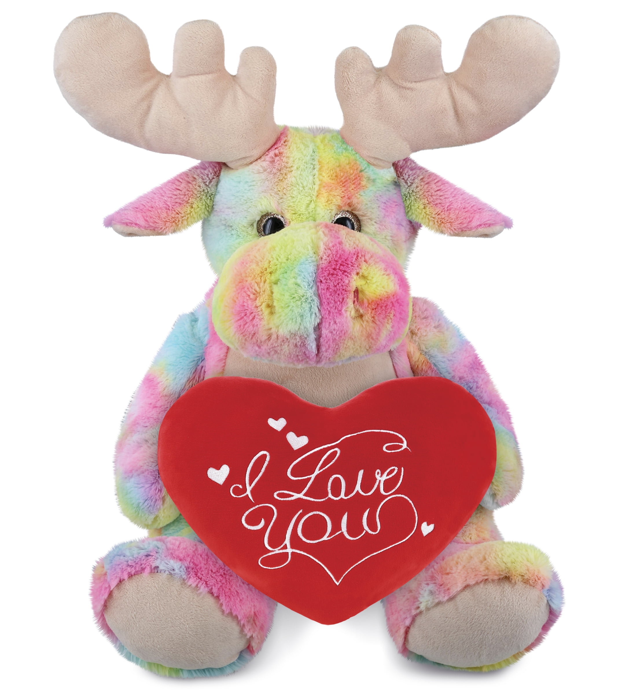 DolliBu I Love You Plush Super Soft Extra Large Rainbow Moose - Cute ...