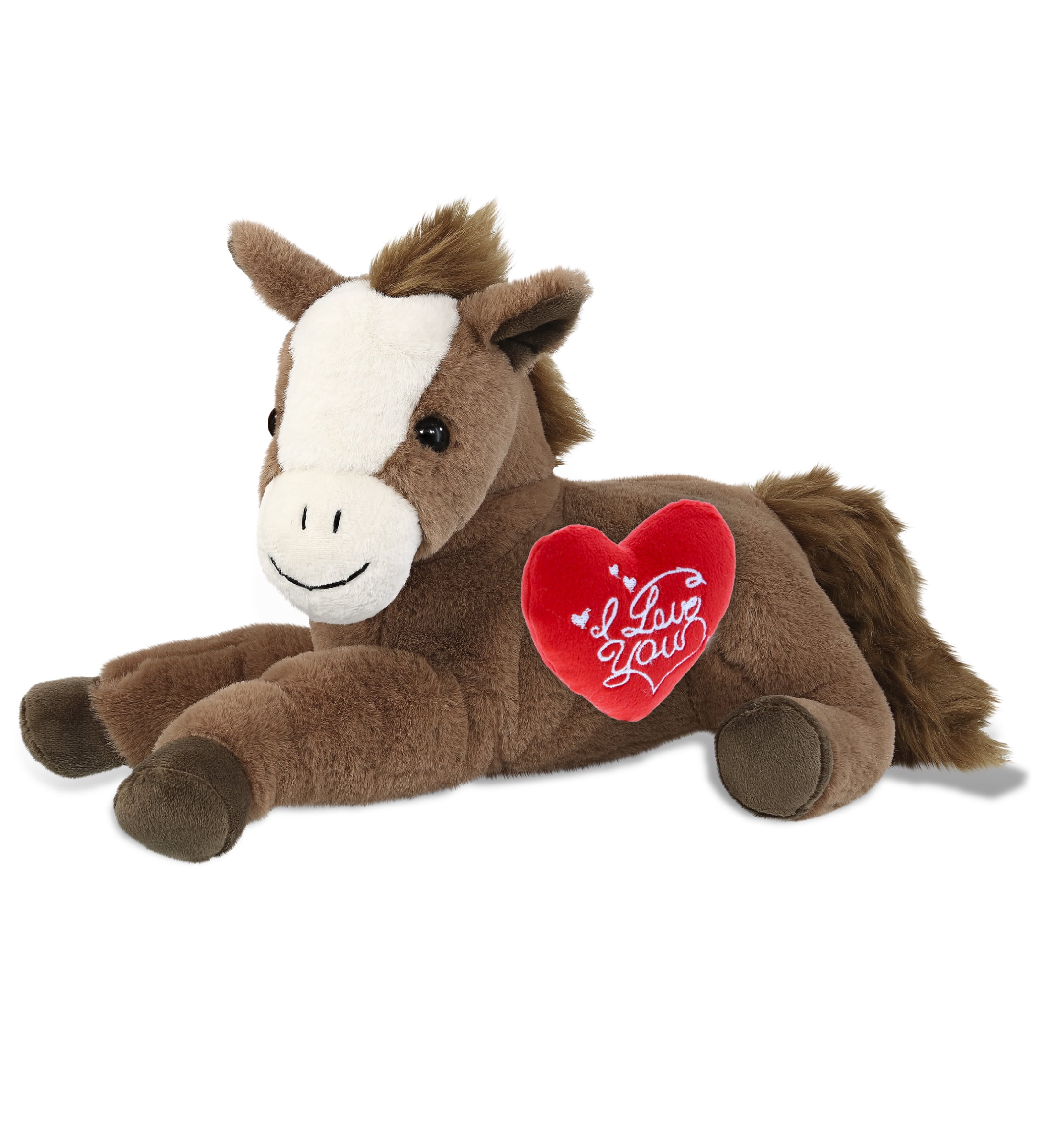 DolliBu I Love You Plush Super Soft Laying Brown Horse - Cute Stuffed ...