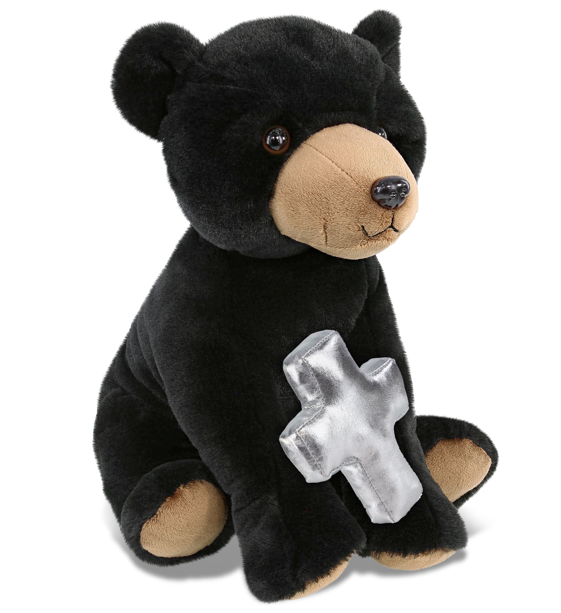 DolliBu Large Floppy Black Bear Stuffed Animal with Silver Cross Plush ...
