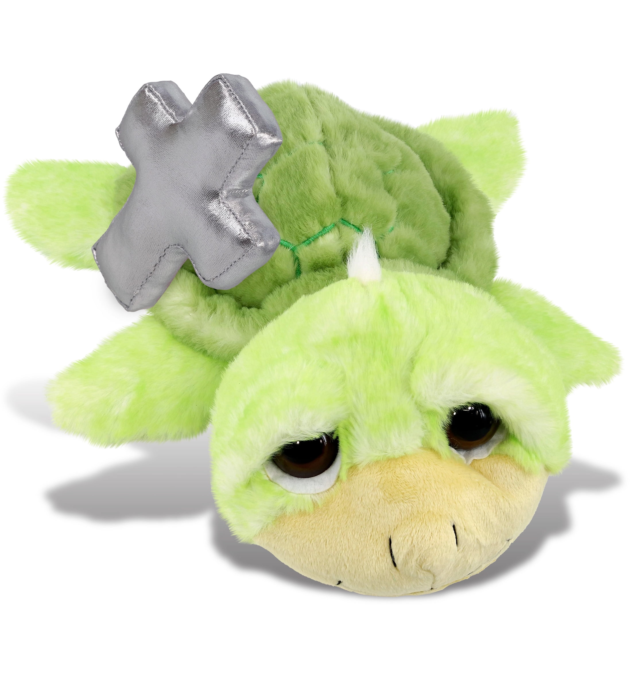 DolliBu Large Green Sea Turtle Stuffed Animal with Silver Cross Plush ...