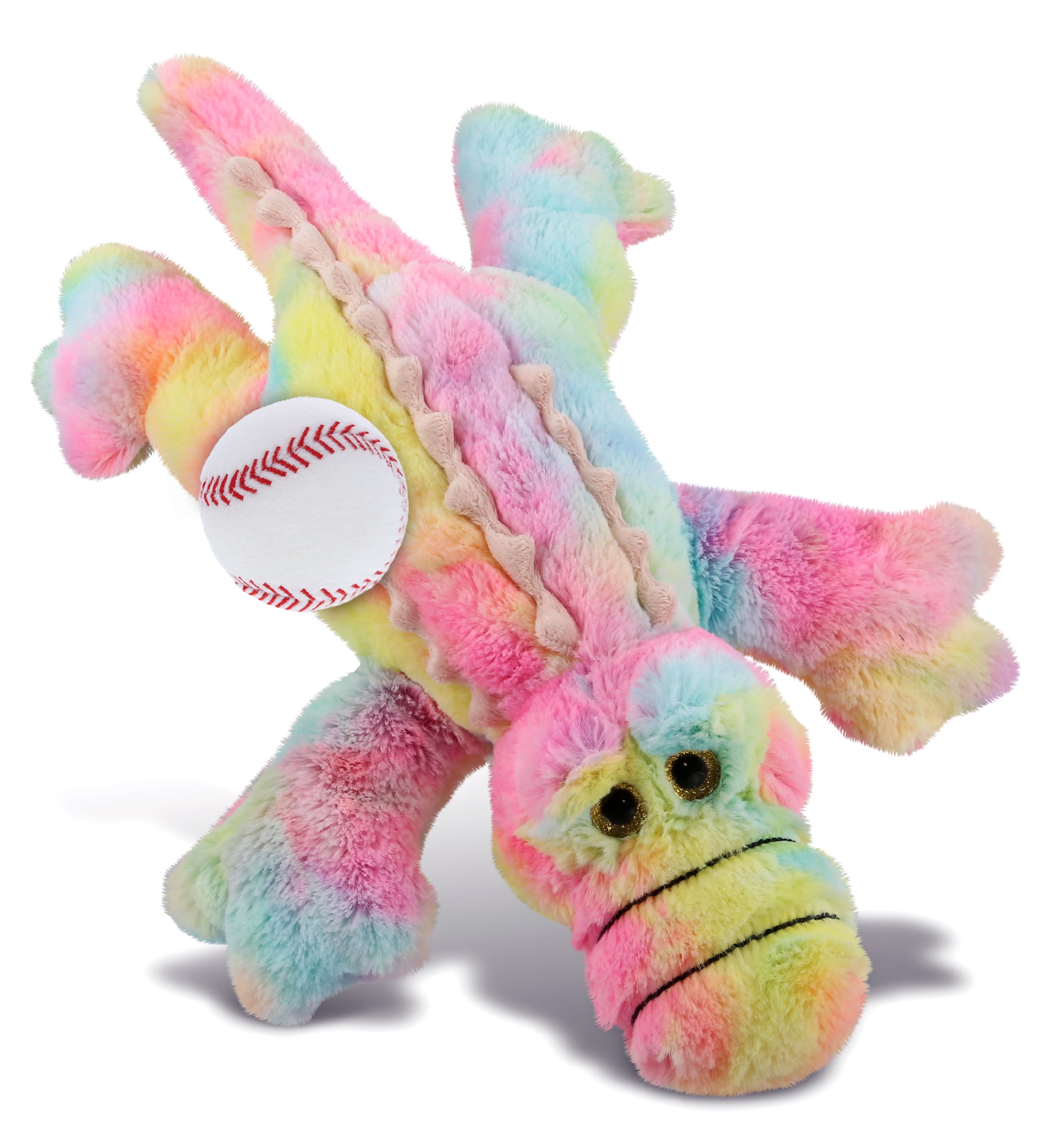 DolliBu Large Rainbow Alligator Stuffed Animal with Baseball Plush ...