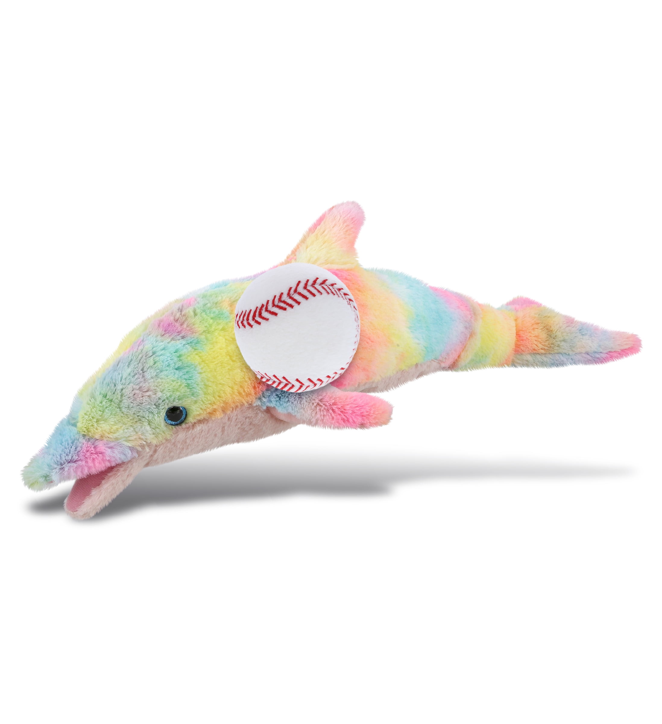DolliBu Large Rainbow Dolphin Stuffed Animal with Baseball Plush - Soft ...